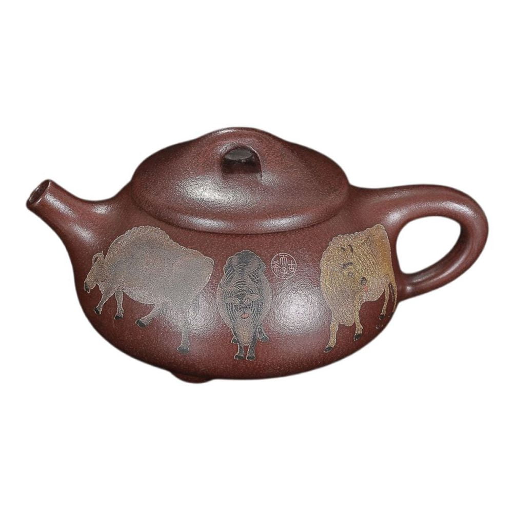 Chinese Purple Clay Pot Ceramic Kettle Set Zisha Teapot Sculpture ...