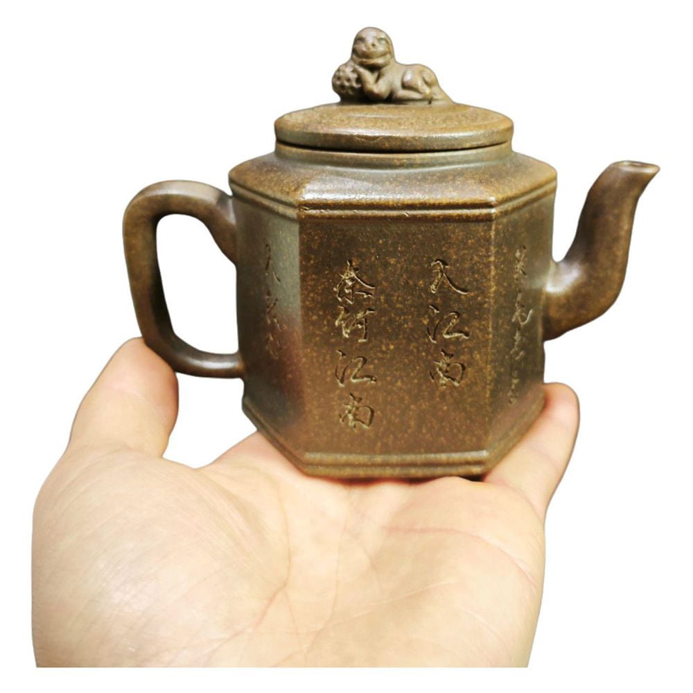 Chinese Purple Clay Teapot Fashion Decorative Tea Strainer Lion Carved ...