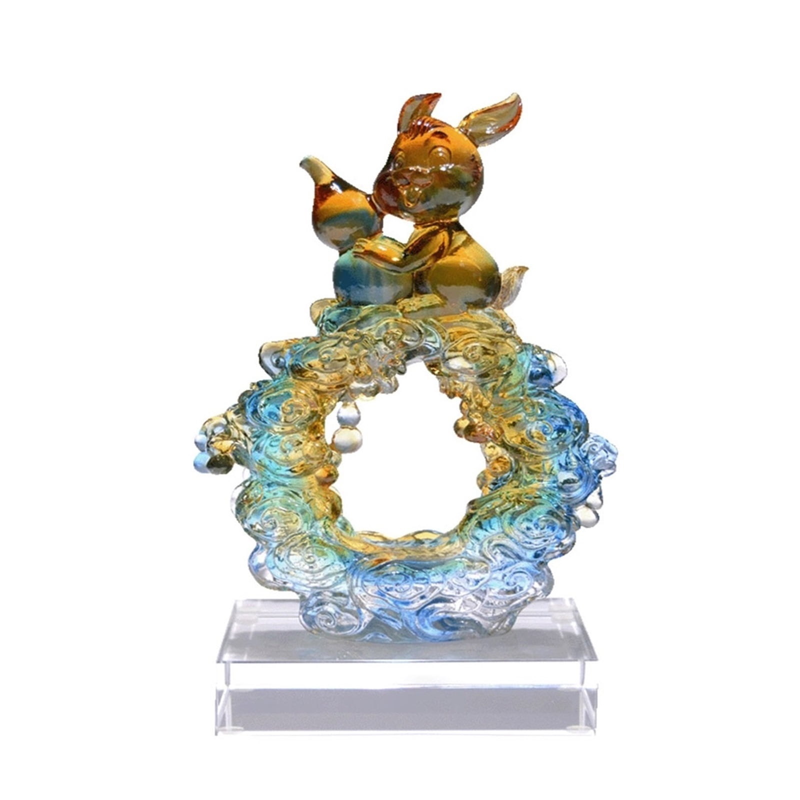 Chinese Rabbit Glazed Ornaments Home Wine Cabinet Living Room Office ...