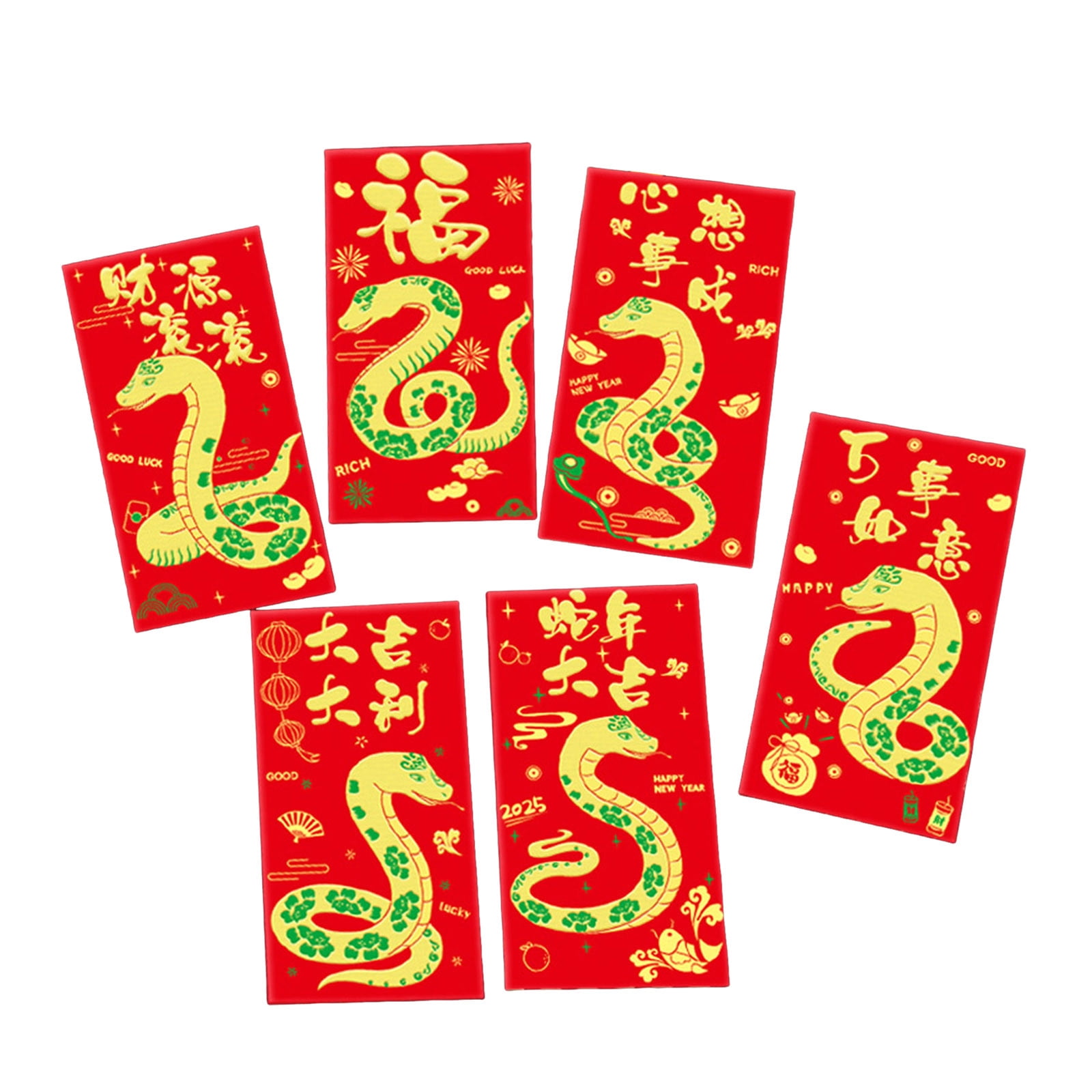 Chinese Red Envelopes 2025 New Year,6Pcs Lucky Snake Hong Bao Cartoon ...