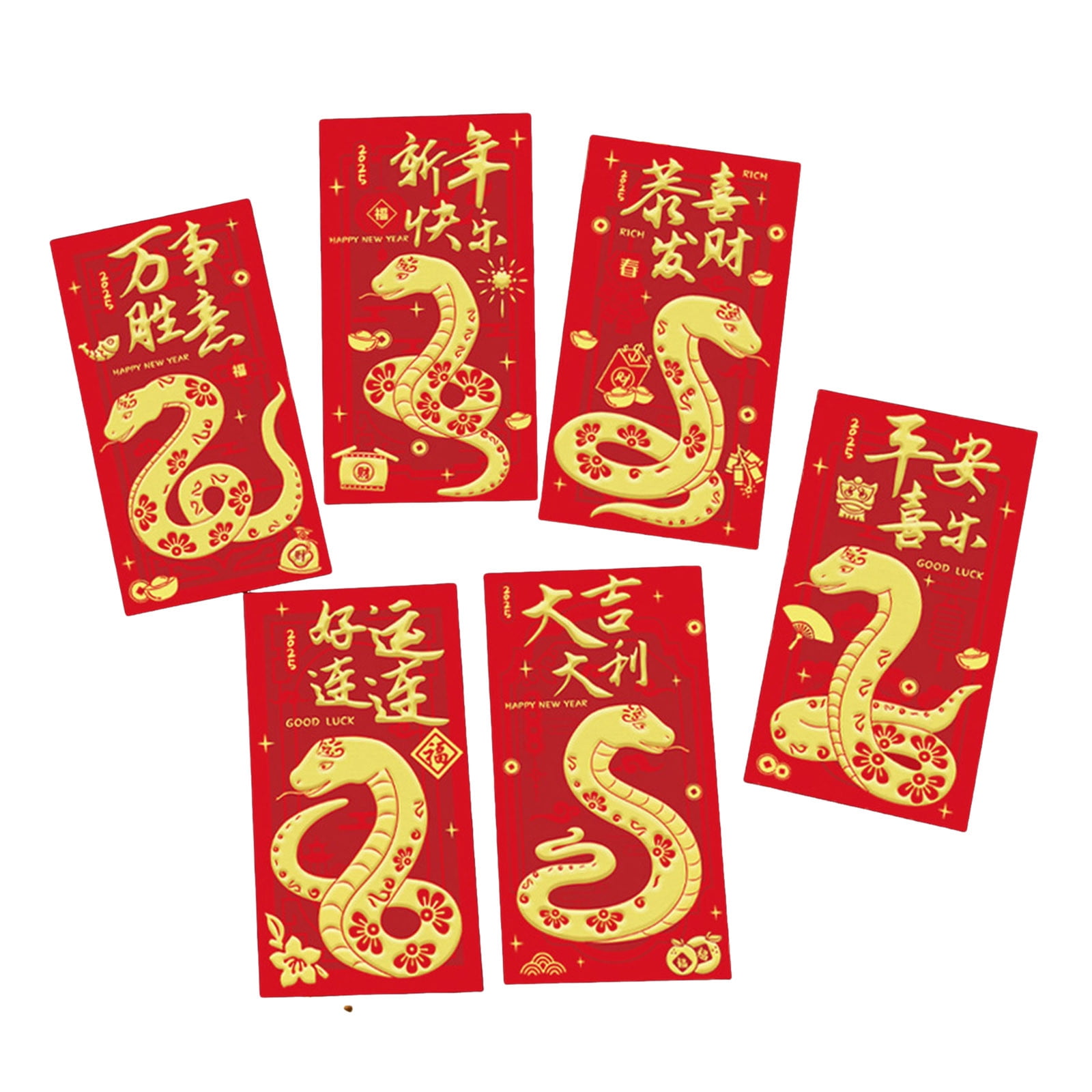 Chinese Red Envelopes 2025 New Year,6Pcs Lucky Snake Hong Bao Cartoon ...