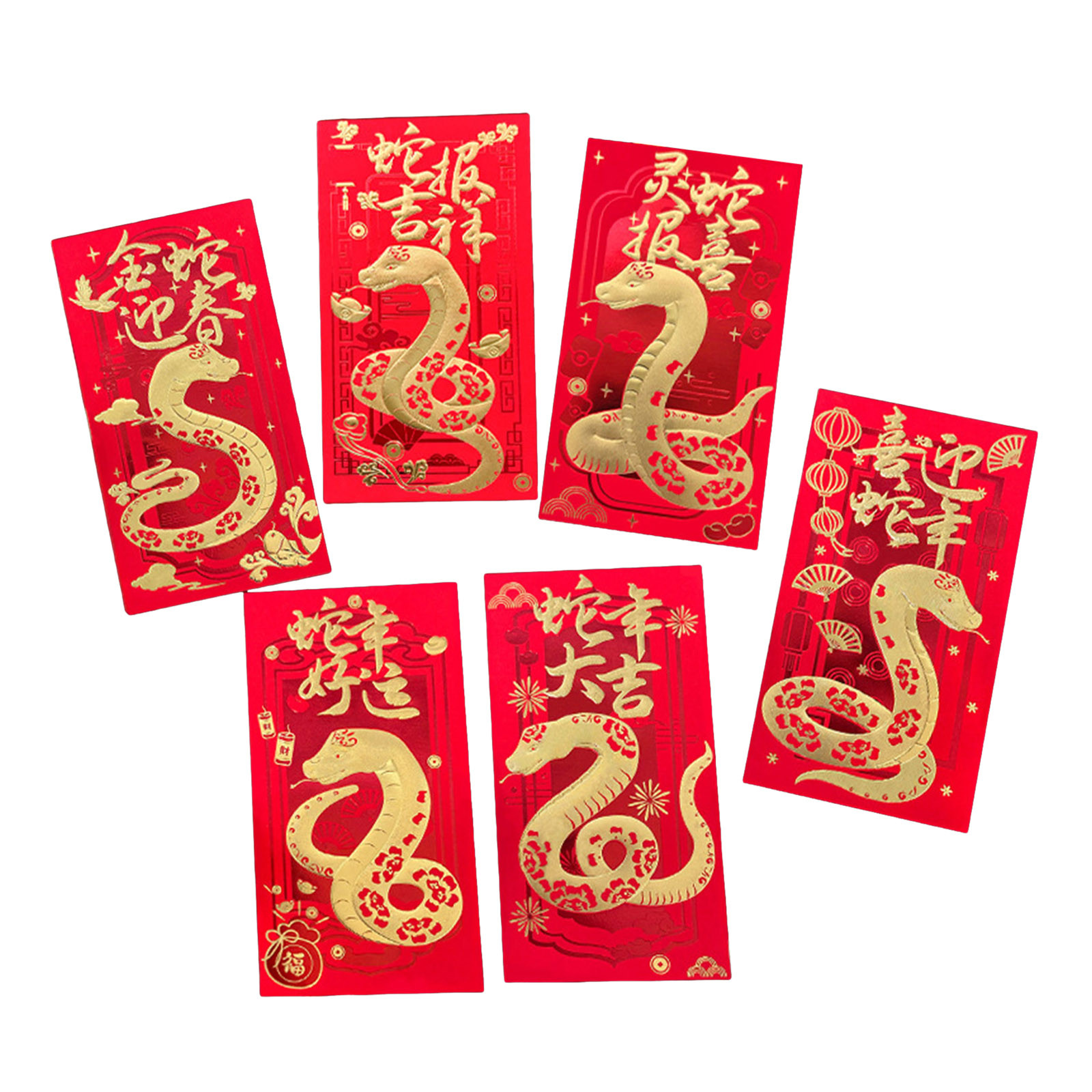 Chinese Red Envelopes 2025 New Year,6Pcs Lucky Snake Hong Bao Cartoon ...