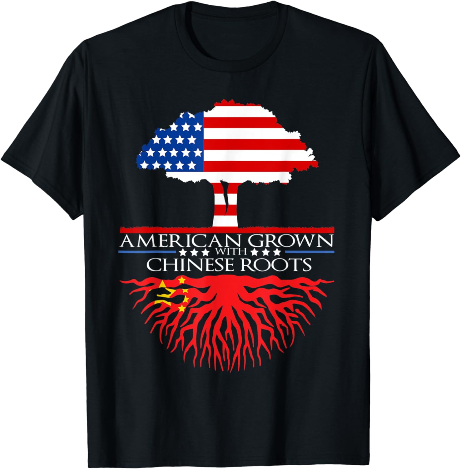 Chinese Roots American Grown Tree Flag Asian US China T-Shirt - Walmart.com