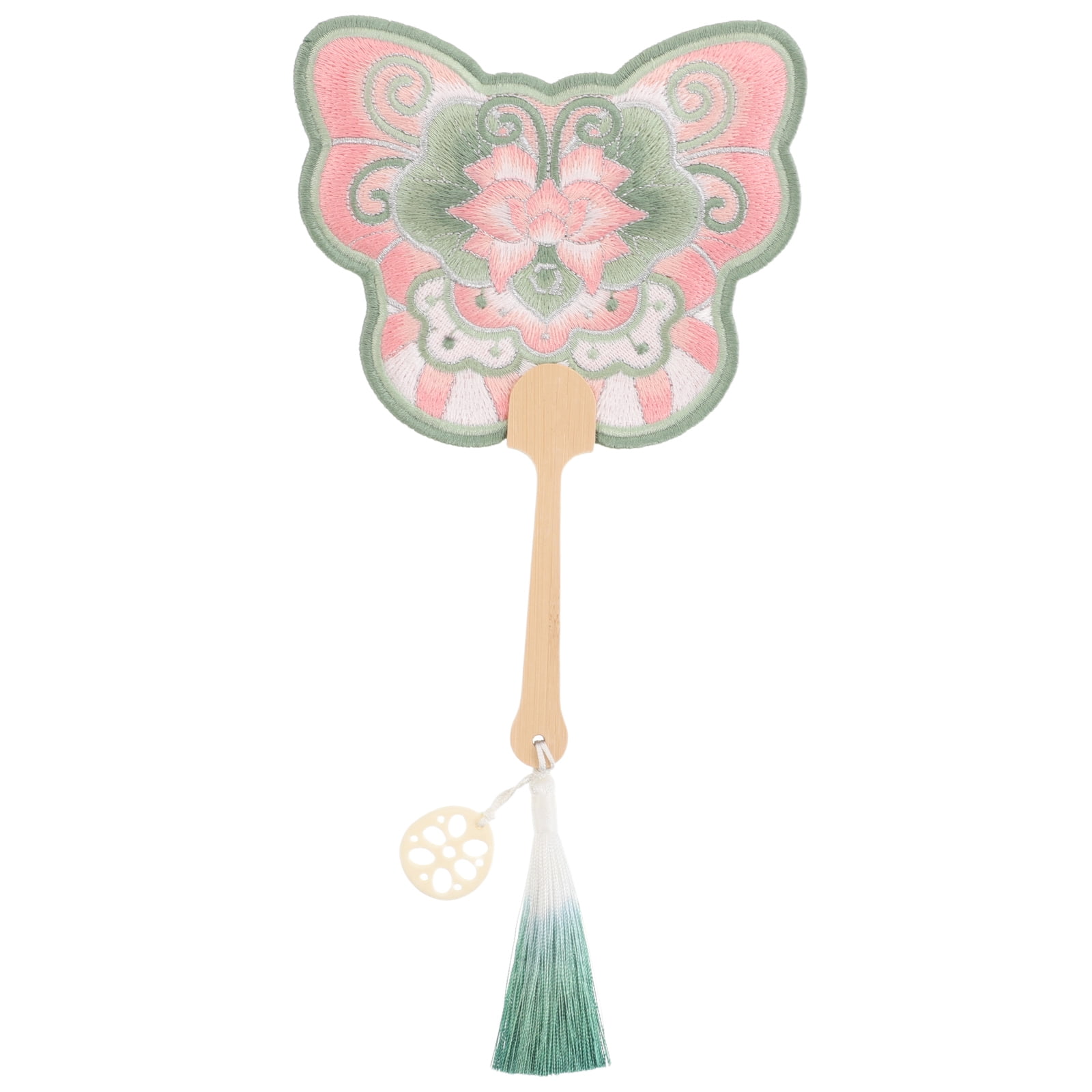 Chinese Round Fan: Silk Flower Fan Handmade With Embroidered Lotus ...