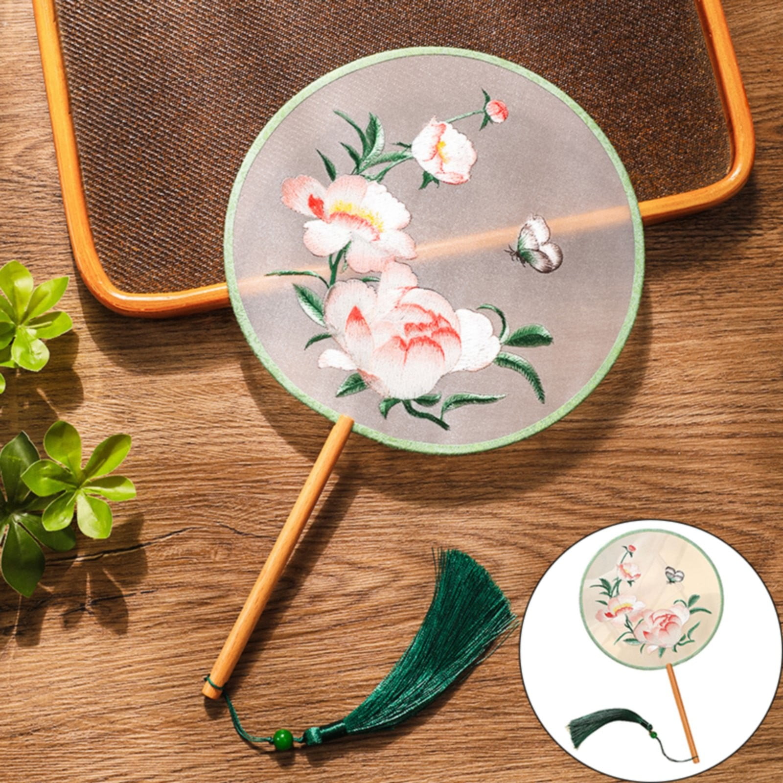 Chinese Round Hand Fans With Tassel Hand Circular Fans Double ...