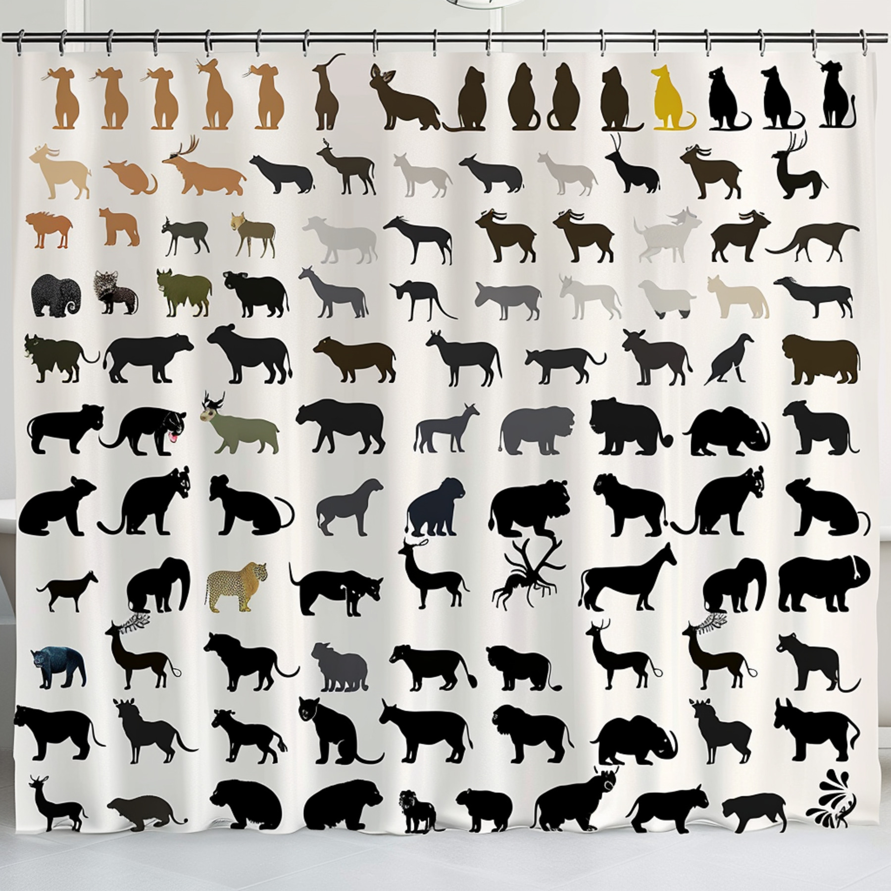 Chinese Shadow Puppet Animal Silhouette Shower Curtain Unique Bathroom ...