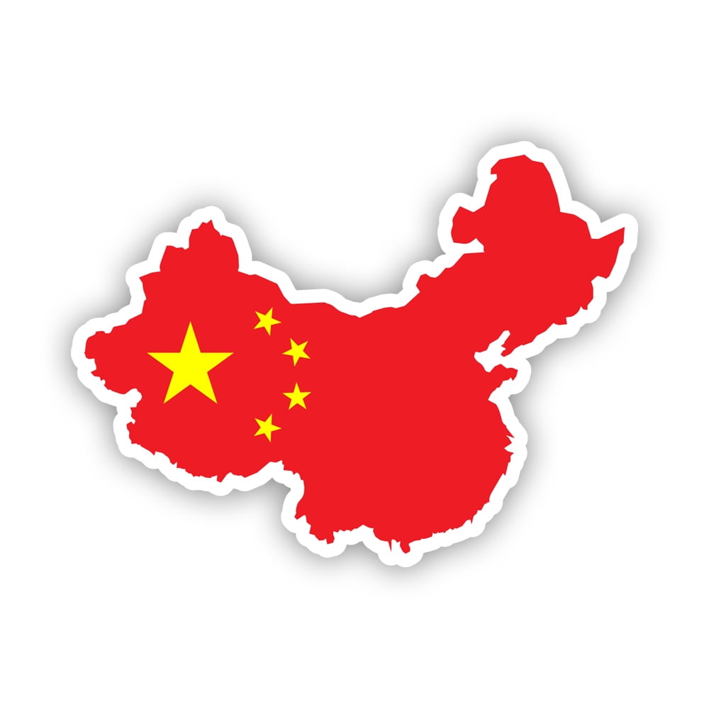 Chinese Shaped China Flag Sticker Decal - Self Adhesive Vinyl ...