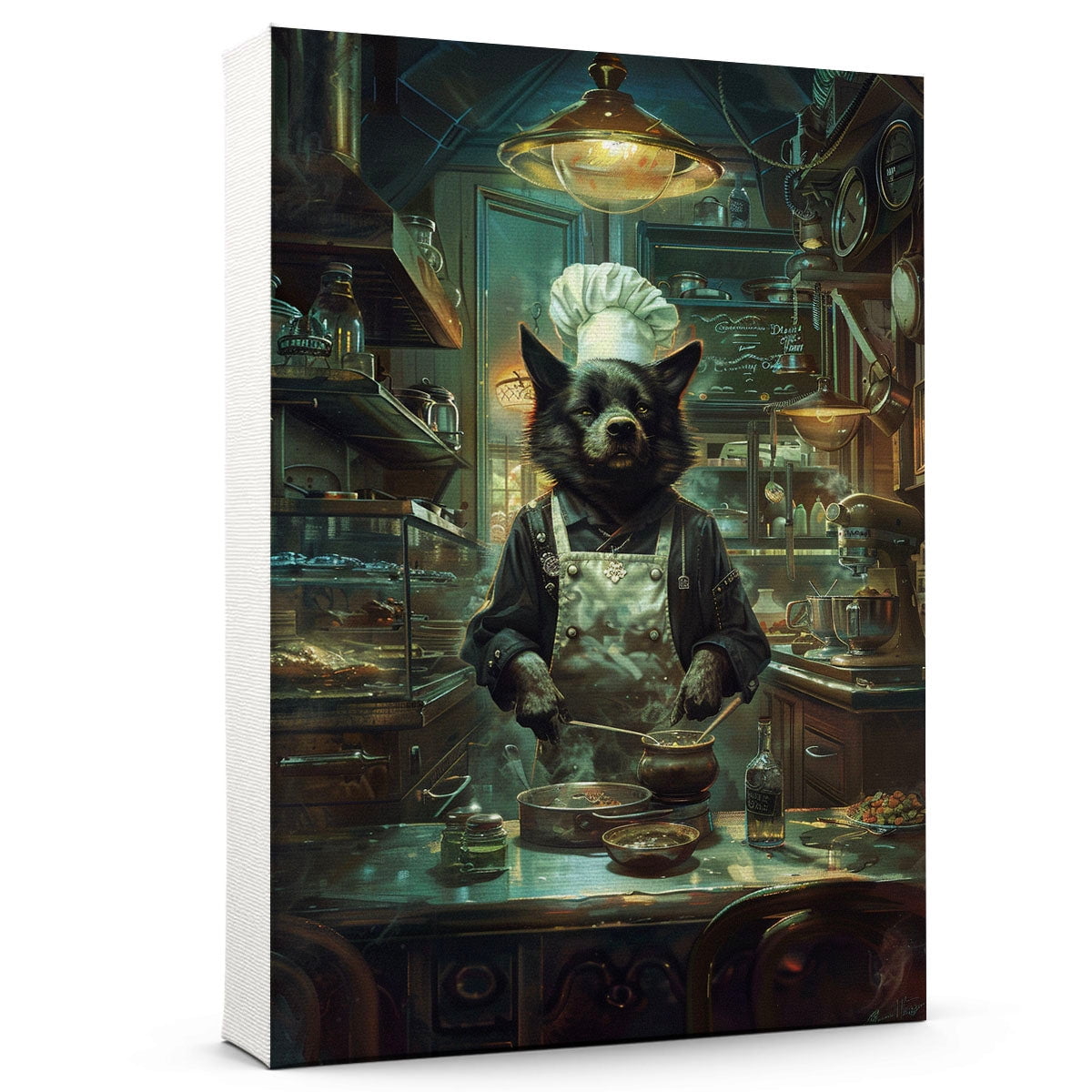 Chinese Shar Pei Dog Chef Cooking Poster Wall Art, Kitchen Artwork ...