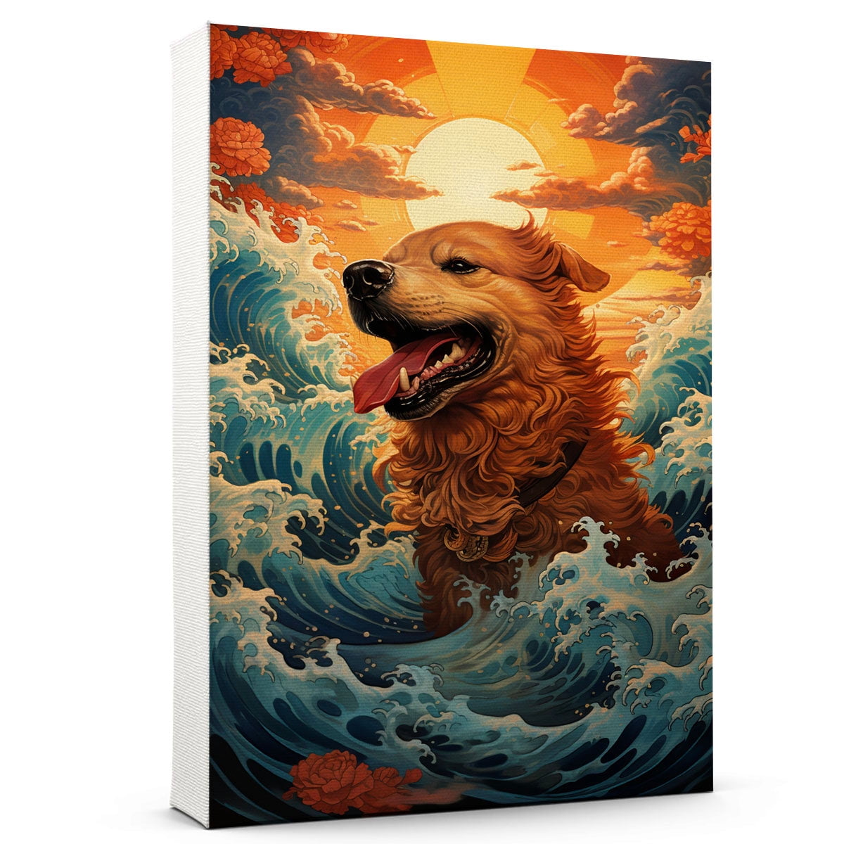 Chinese Shar Pei Dog With Great Wave Japanese Wall Art poster paintings ...