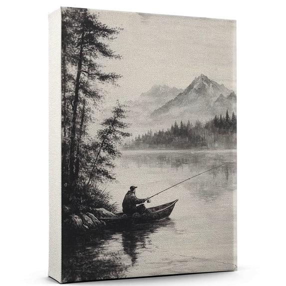 Chinese Shar Pei Dog Playing Fishing Stretched Canvas Size 8x12 ...