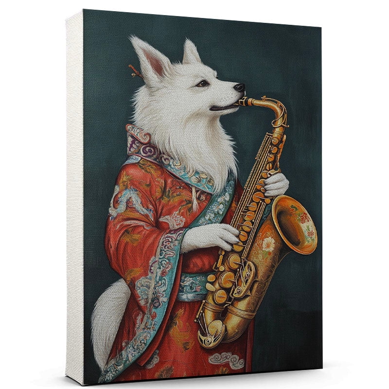 Chinese Shar Pei Vintage Dog Saxophone Canvas – Artistic Music, Chinese ...