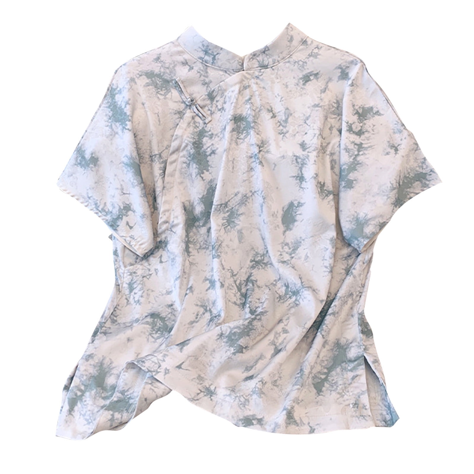 Chinese Shirts for Women Traditional Tie Dye Short Sleeve Buttons ...