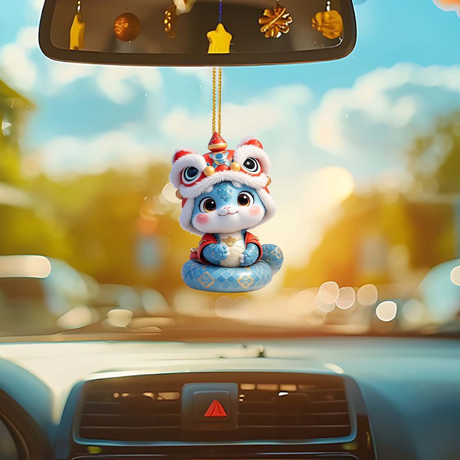 Chinese Snake Keychain 2025, Blue Lovely Acrylic Flat Snake Year ...