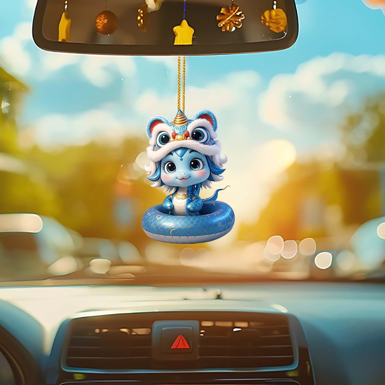 Chinese Snake Keychain 2025, Blue Lovely Acrylic Flat Snake Year ...