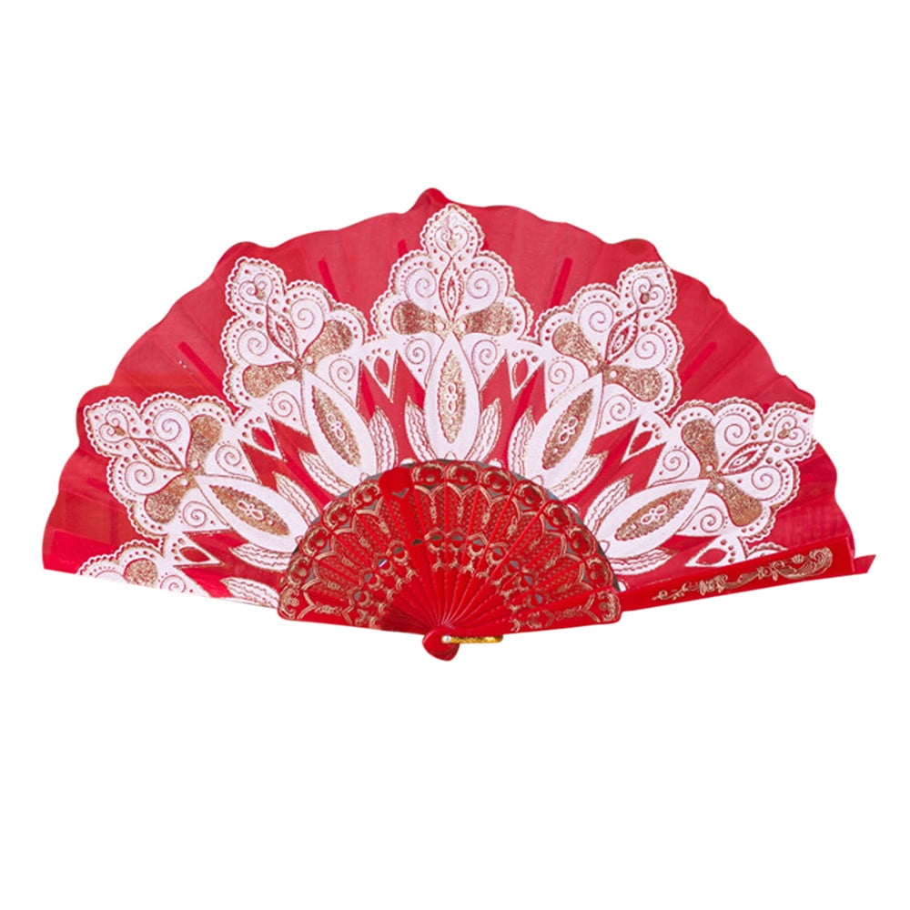 Chinese Style Dance Wedding Party Lace Silk Folding Hand Held Flower ...