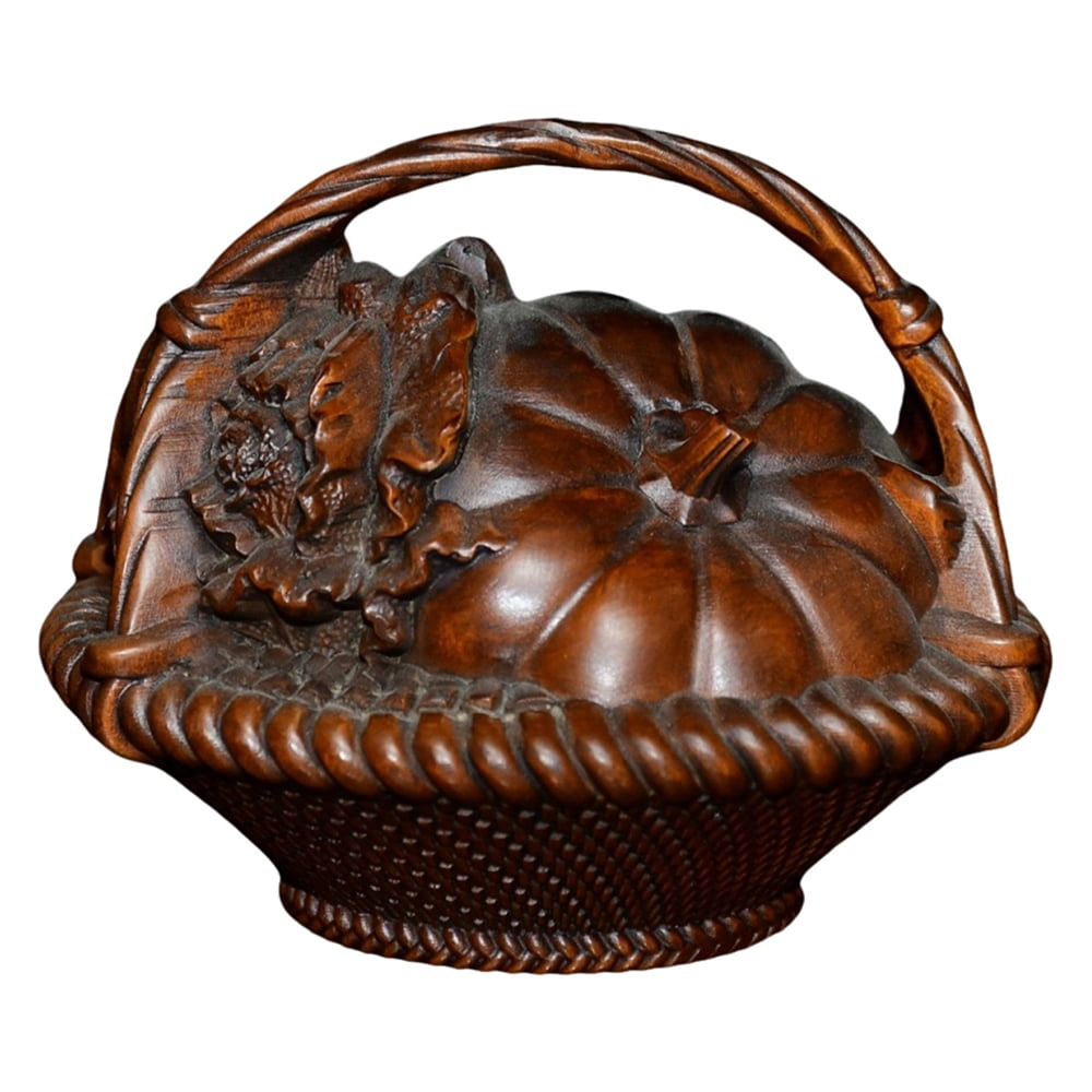 Chinese Statue Wood Sculpture Carved Wooden Basket Figurine Harvest ...