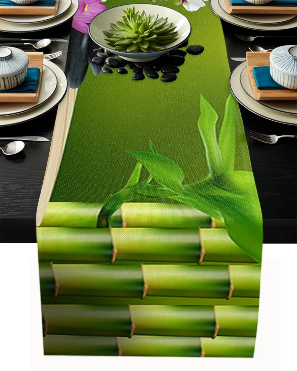 Chinese Style Bamboo Green Table Runner Wedding Table ration Dinning ...