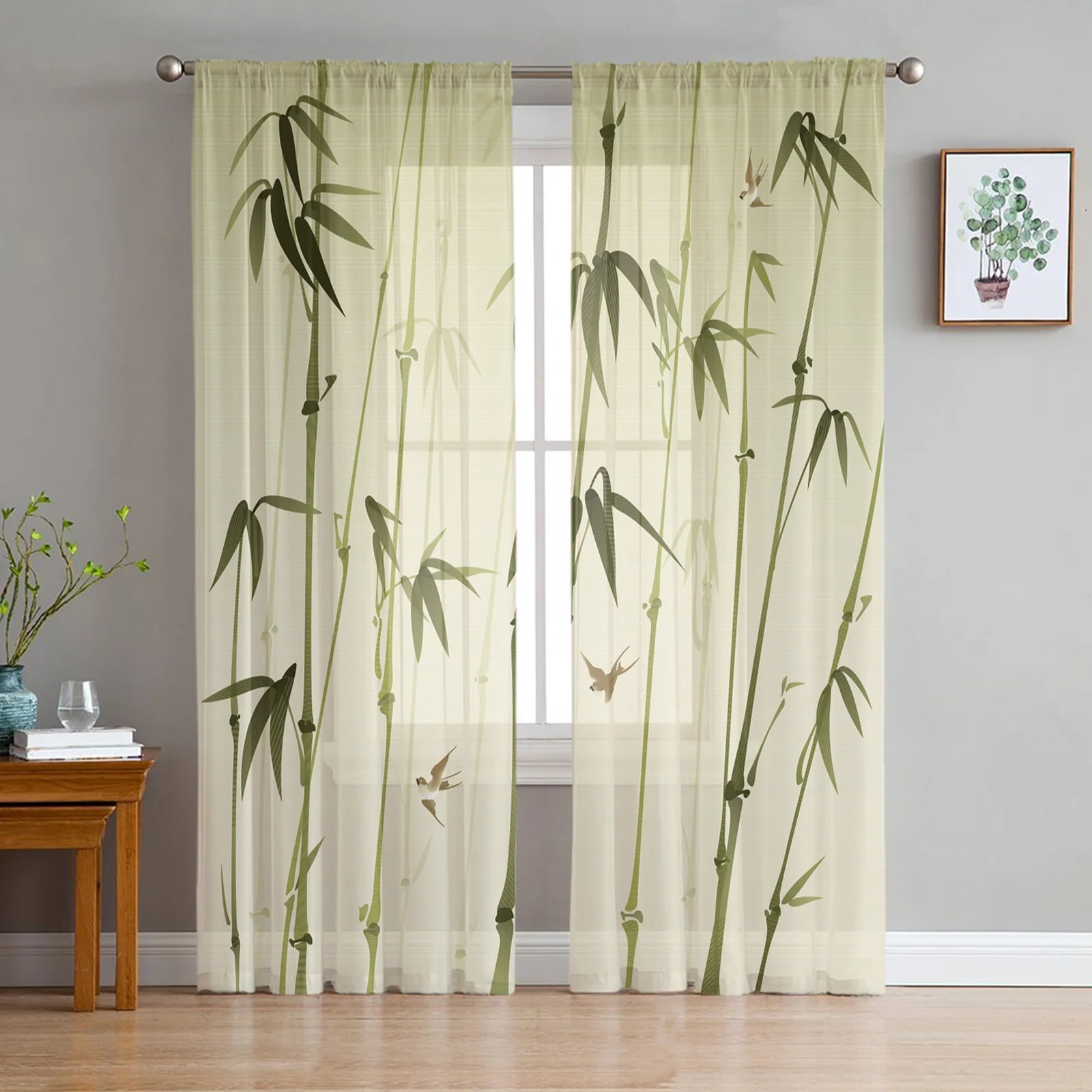 Chinese Style Bamboo Sheer Curtains for Living Room Bedroom Kitchen ...