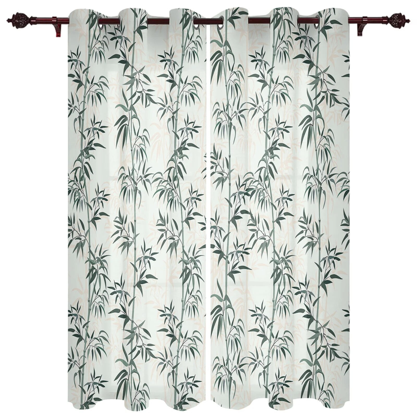 Chinese Style Bamboo Simple Window Curtain Living Room Bedroom Valance ...