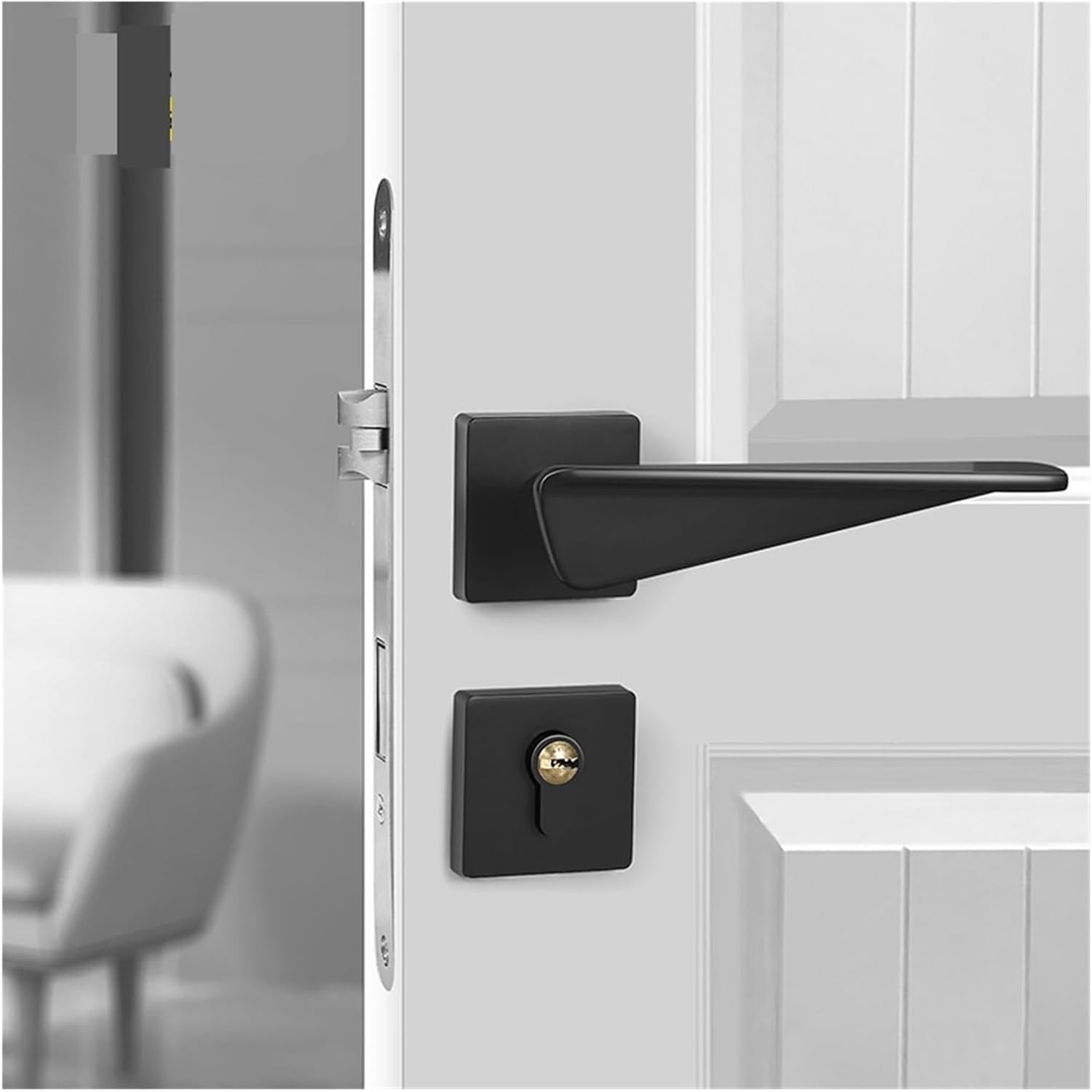 Chinese Style Bedroom Door Lock Yellow Bronze Indoor Bathroom Room Door ...