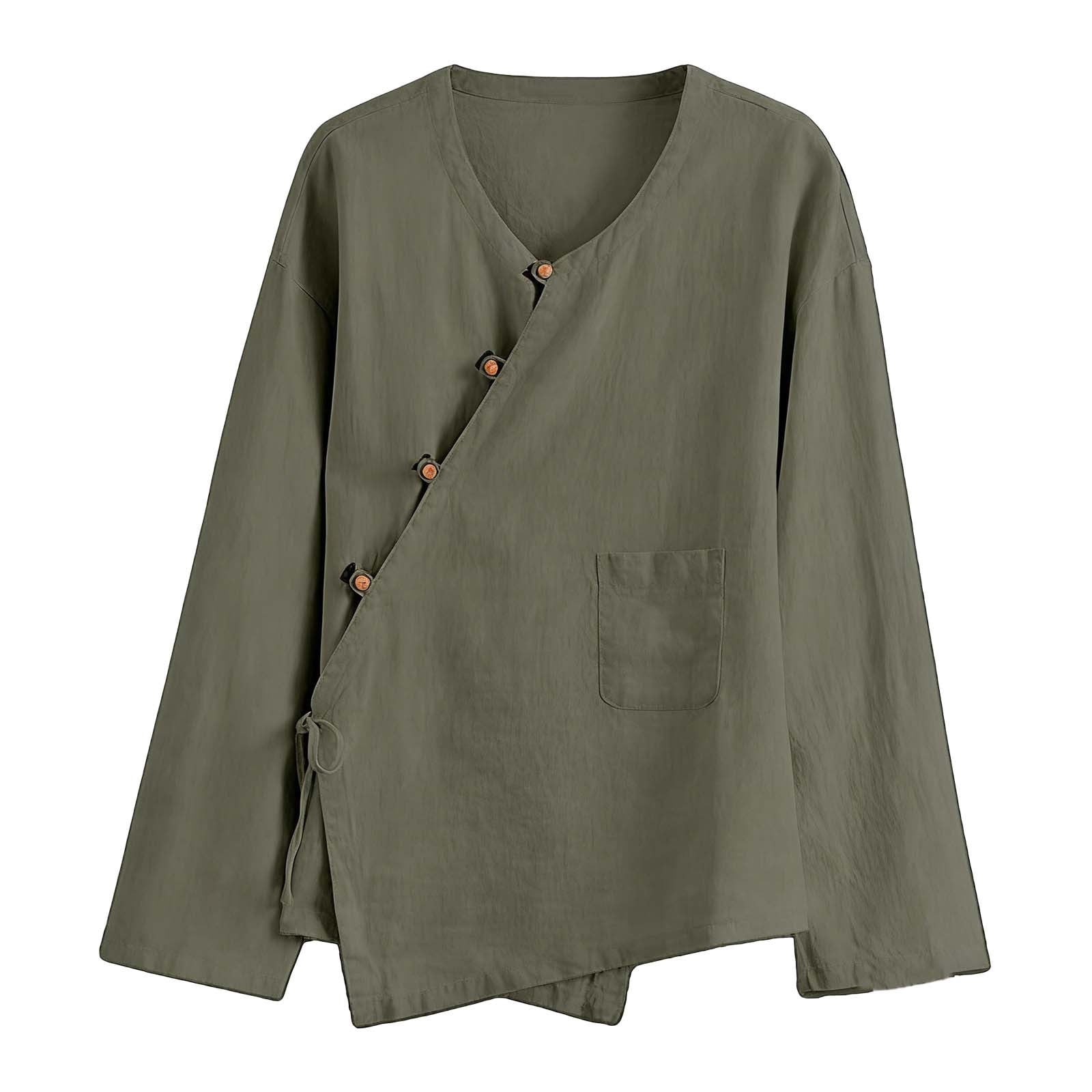 Chinese-Style Blouses for Women 3/4 Length Sleeve Tops Frog Button ...