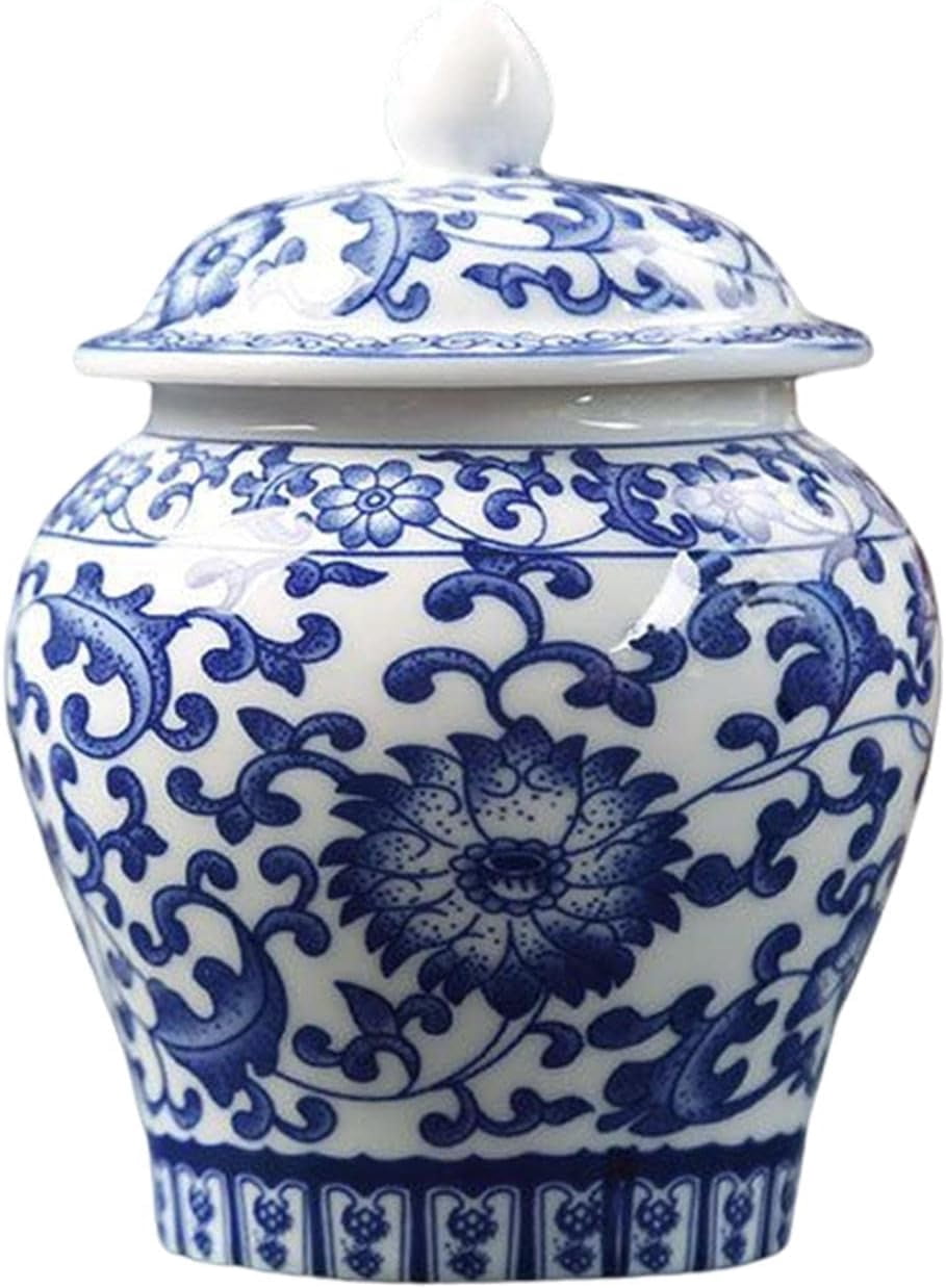 Chinese Style Blue White Porcelain Decorative Ginger Jar Tea Storage ...