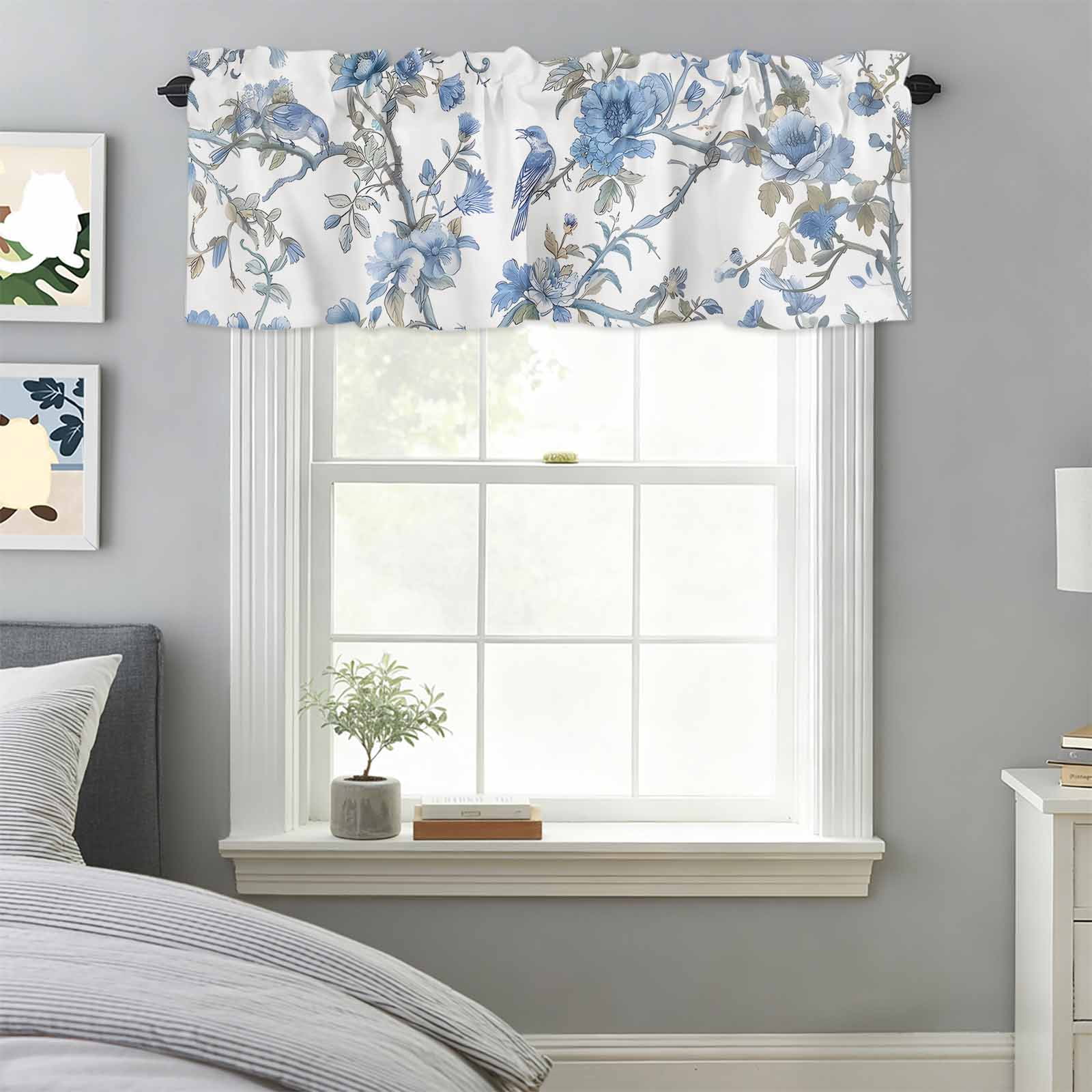 Chinese Style Flowers And Birds Figure Valances for Windows,Rod Pocket ...