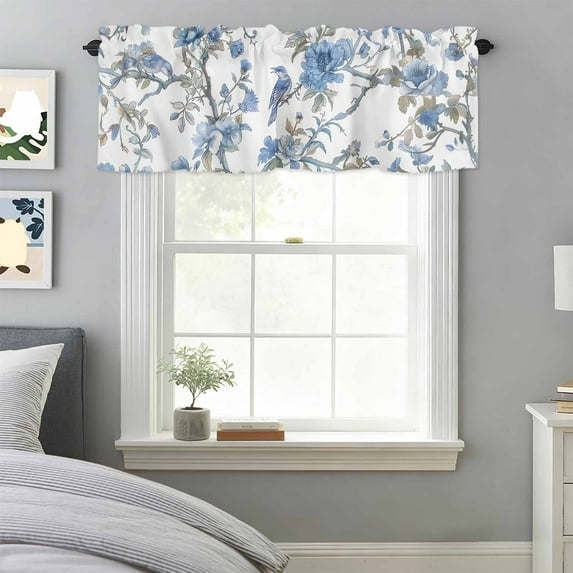 Chinese Style Flowers And Birds Figure Valances for Windows,Rod Pocket ...