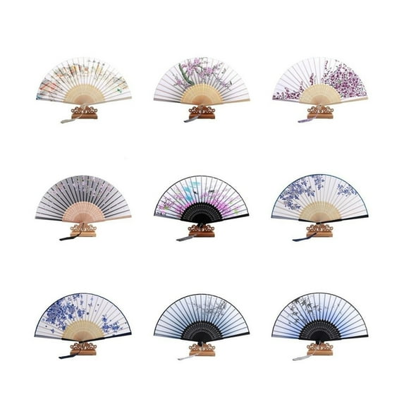 Chinese Style Folding Fan Silk Hand Fan Wedding Party Dance Decoration ...