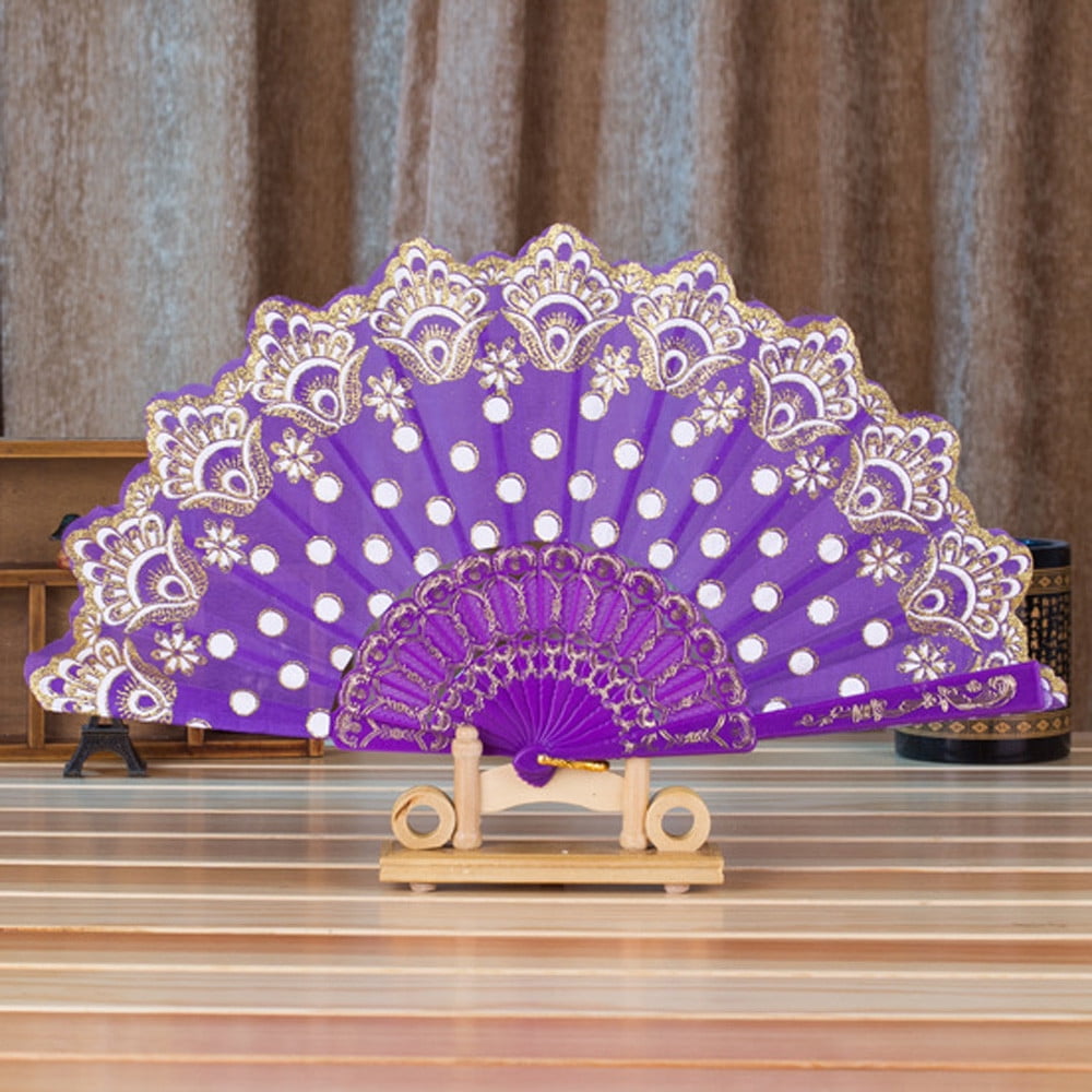 Chinese Style Gold Foil Folding Fan | Dance Party Accessory | Silk ...