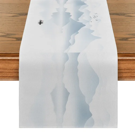 Chinese Style Ink Painting Table Flag Dizzy Mountain Art Table Runner ...