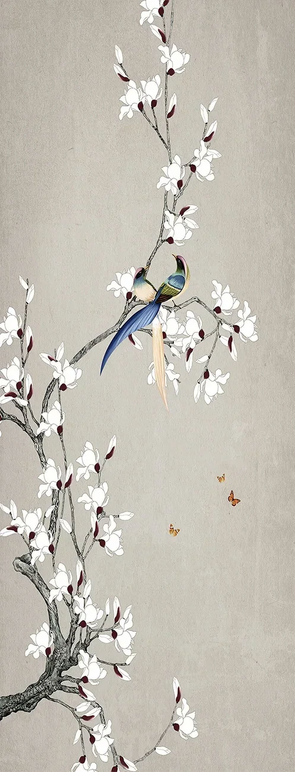 Chinese Style Ink Wash Painting Door Stickers Floral Wallpaper Decal ...