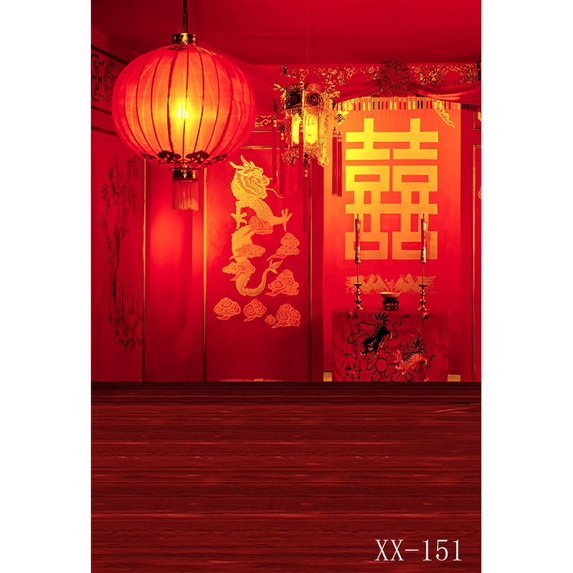 Chinese Style Joyous Opening Door Family Portraits Scenery Wedding ...