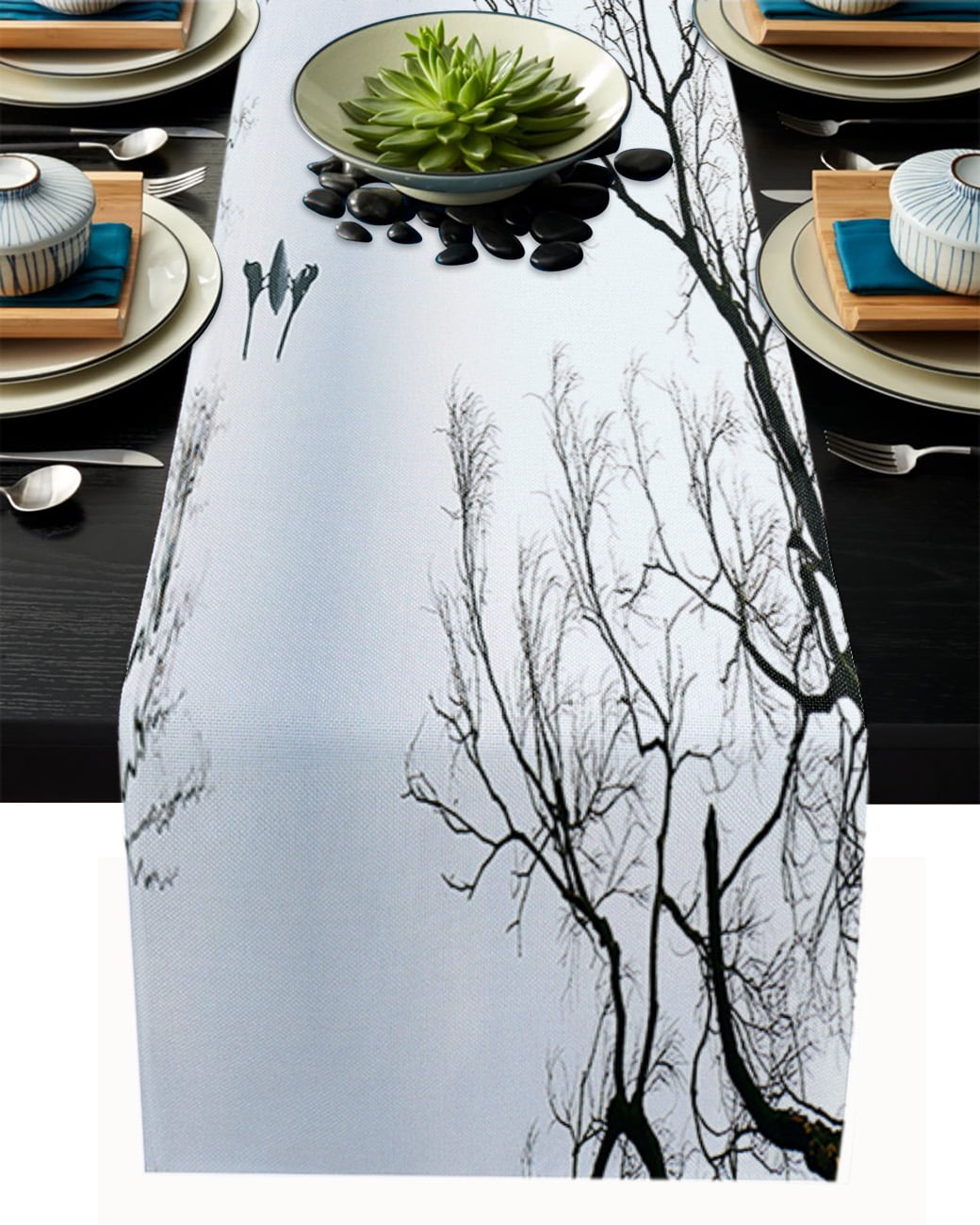 Chinese Style Landscape Painting Ink Painting Table Runner Home Wedding ...