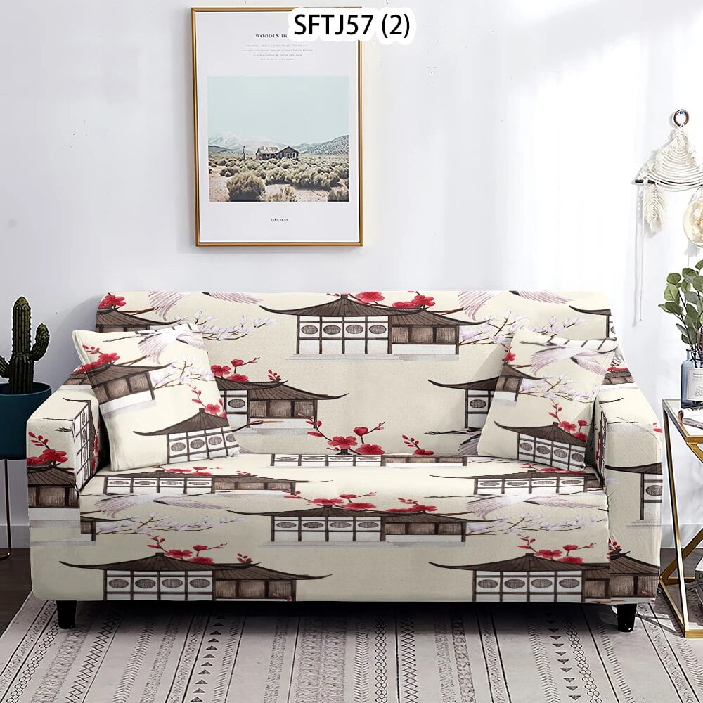 Chinese Style Lantern Pattern Plum Bossom Crane Sofa Seat Cover Longue ...