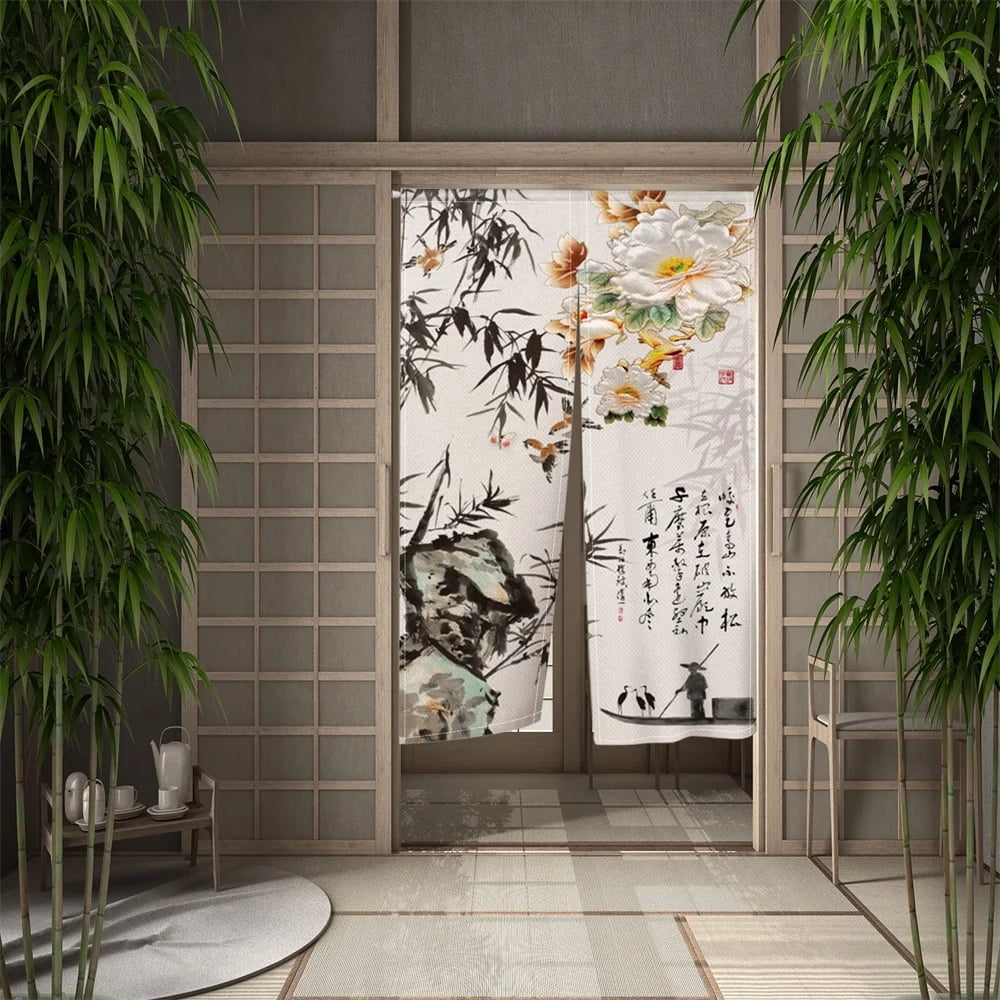 Chinese Style Lotus Bamboo Door Curtain Partition Feng Shui Door ...