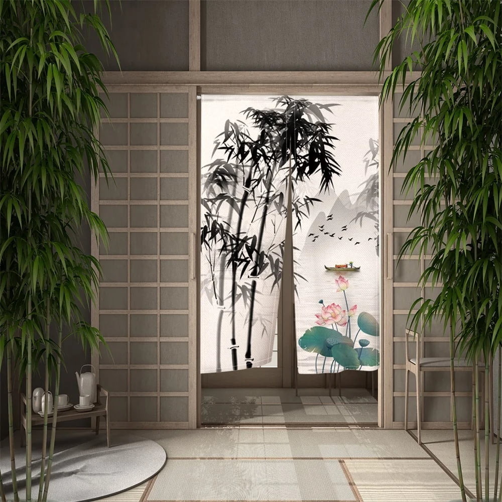 Chinese Style Lotus Bamboo Door Curtain Partition Feng Shui Door ...