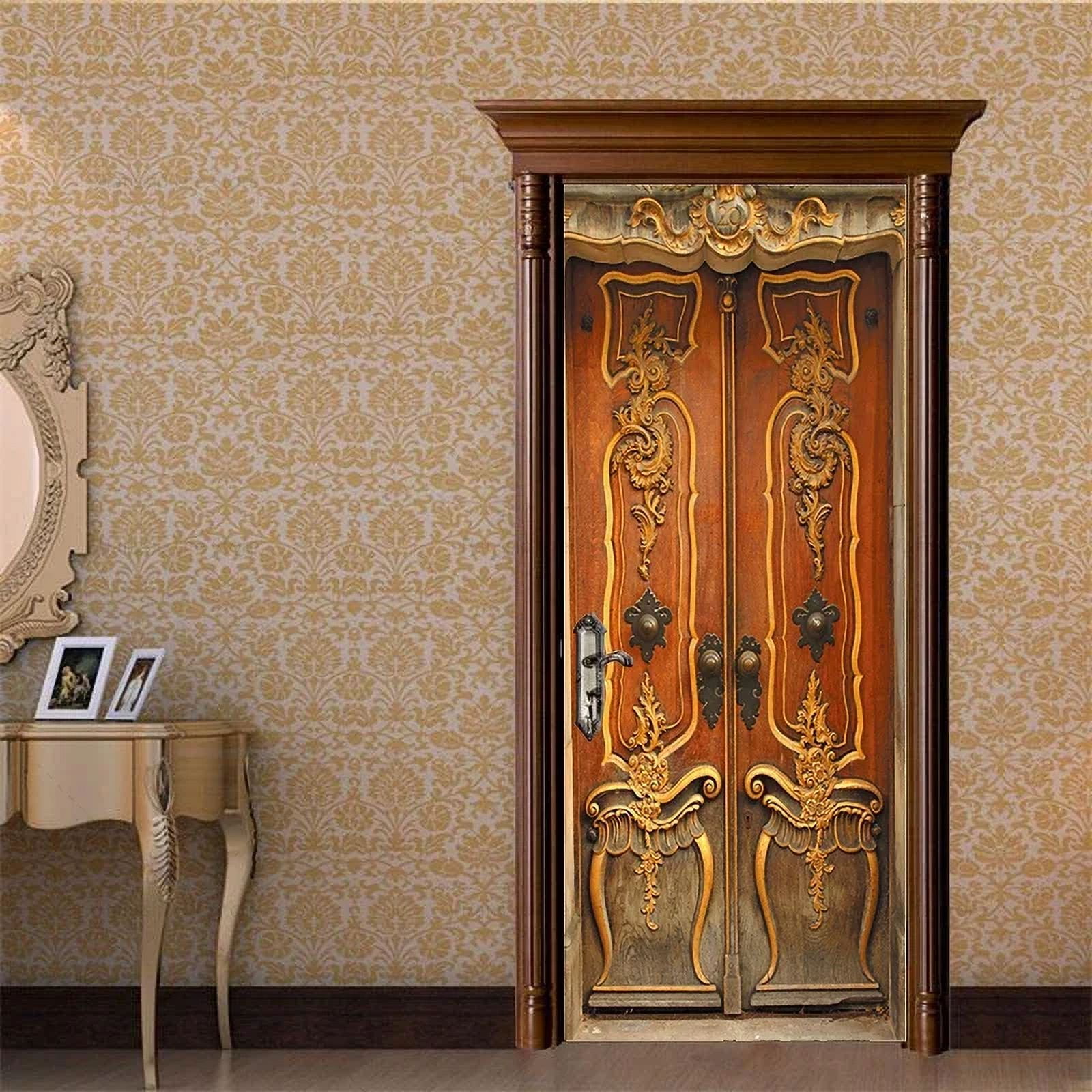 Chinese Style Lotus Flower Door Stickers Wallpaper Self-adhesive ...