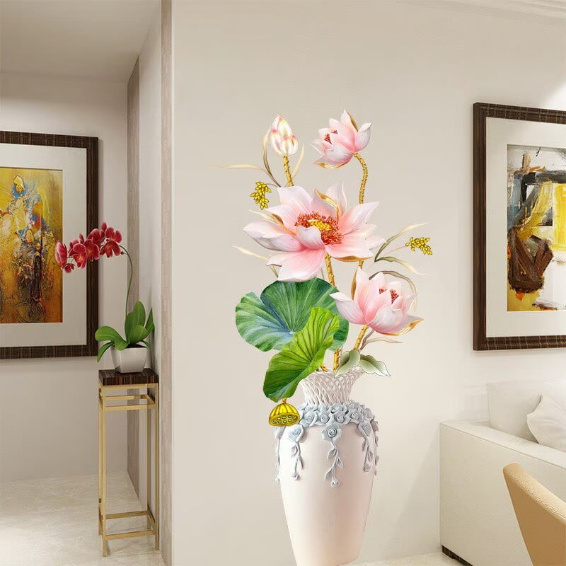 Chinese Style Lotus wall decals Flower Classical lotus Wall Sticker ...