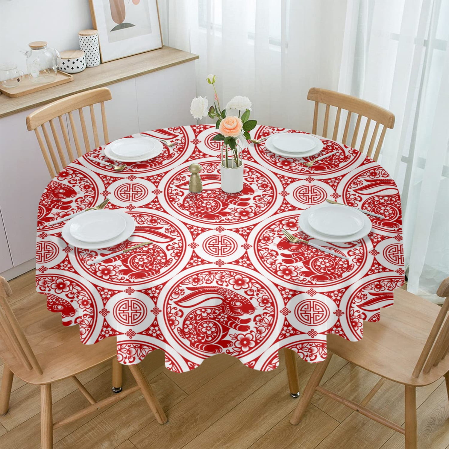 Chinese Style New Year Papercut Texture Waterproof Tablecloth Wedding ...