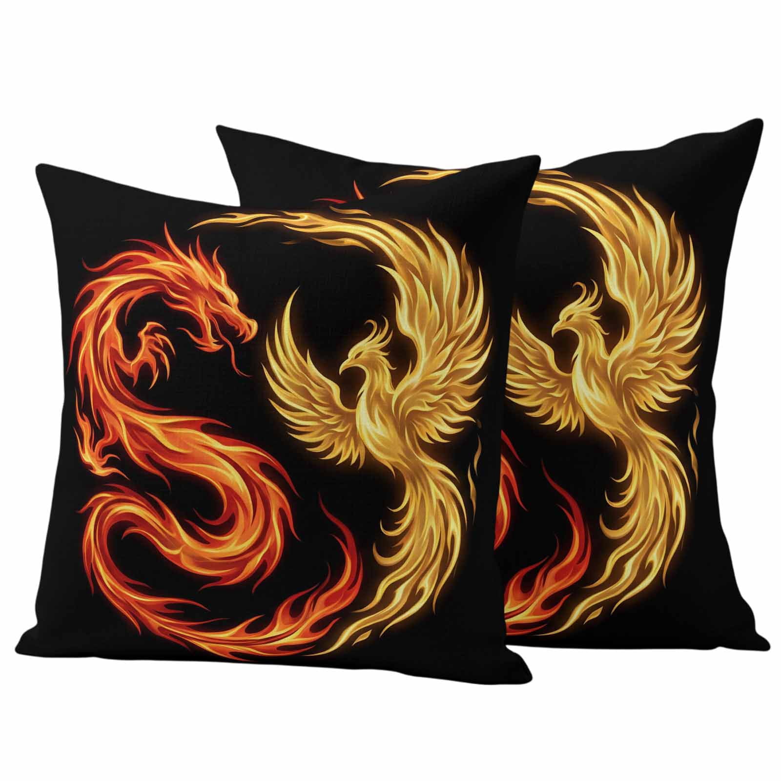 Chinese Style Outdoor Waterproof Pillow Covers, Dragon Phoenix Gradient ...