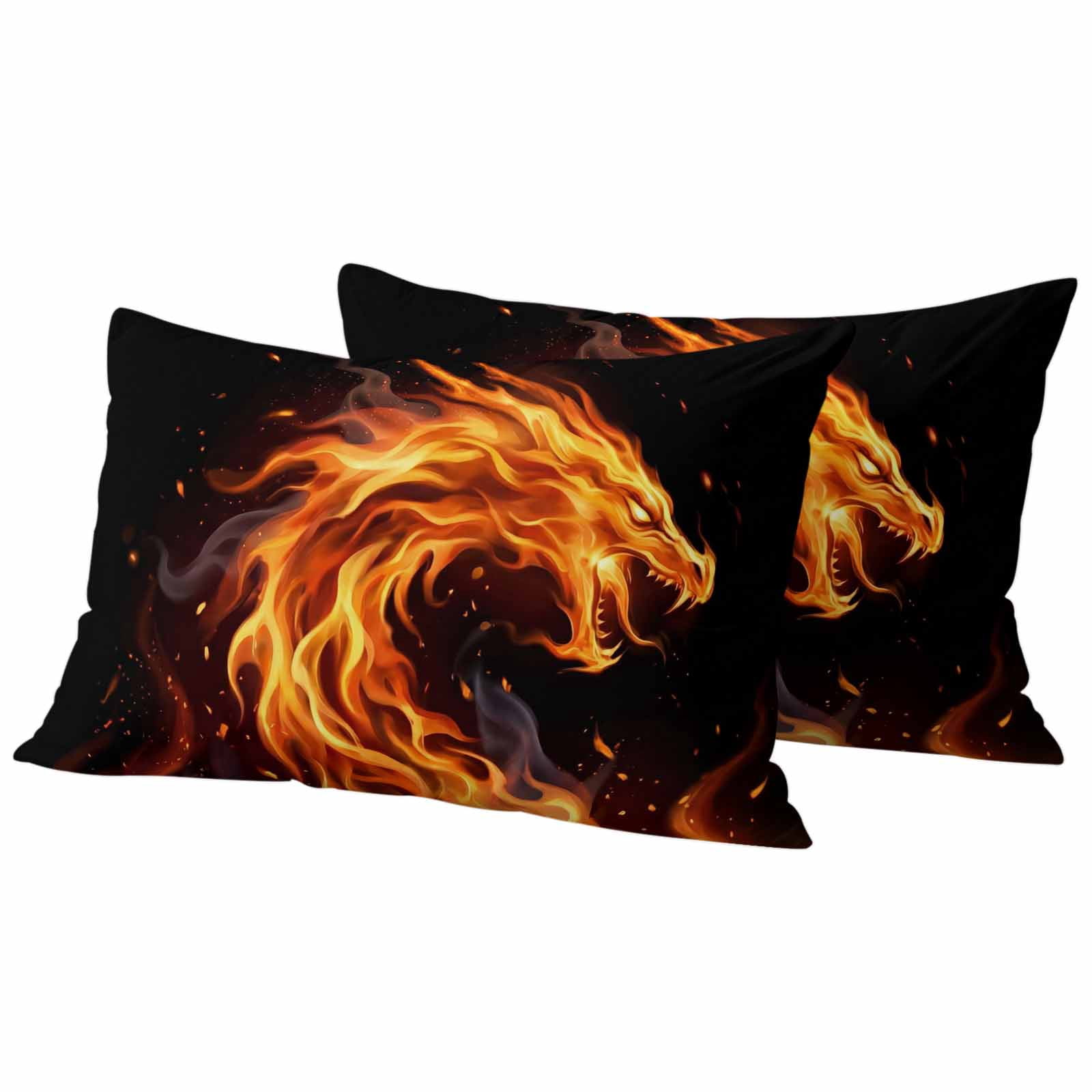 Chinese Style Outdoor Waterproof Pillow Covers, Fantasy Dragon Orange ...