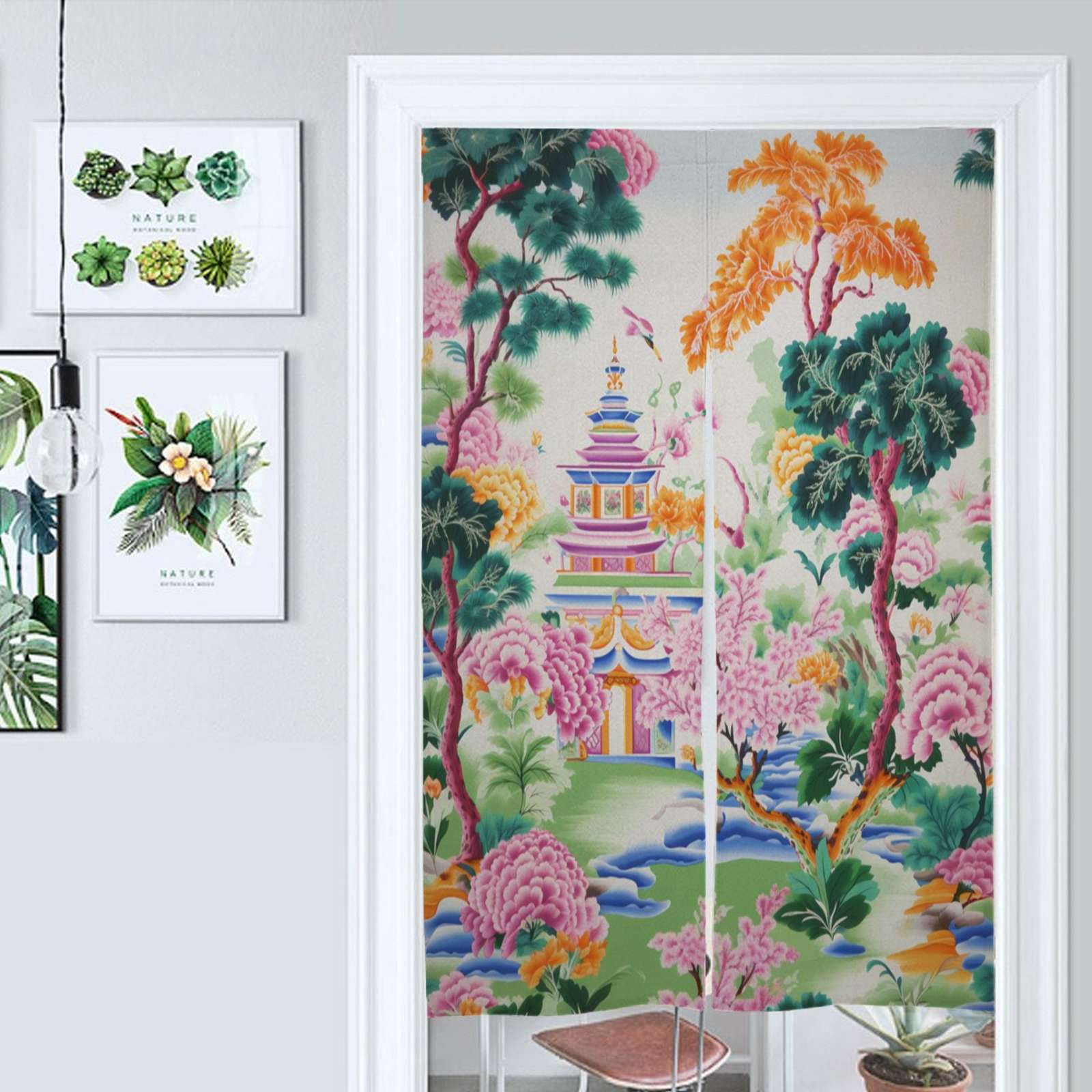 Chinese Style Pattern Color Door Curtain Nordic Living Room DoorCurtain ...