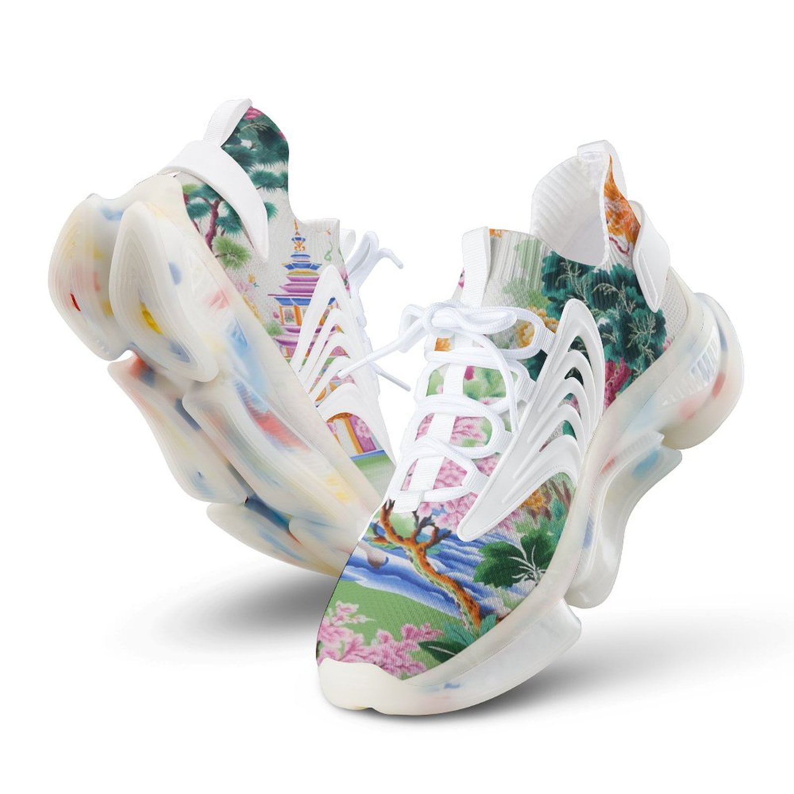 Chinese Style Pattern Color Walking Shoes for Men Woman Lightweight ...