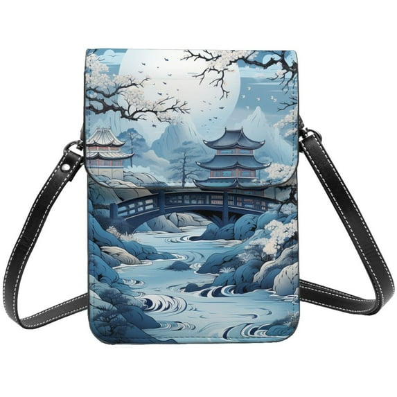 Chinese Style Powder Chinoiserie Toile Blue Cell Phone Purse Small ...