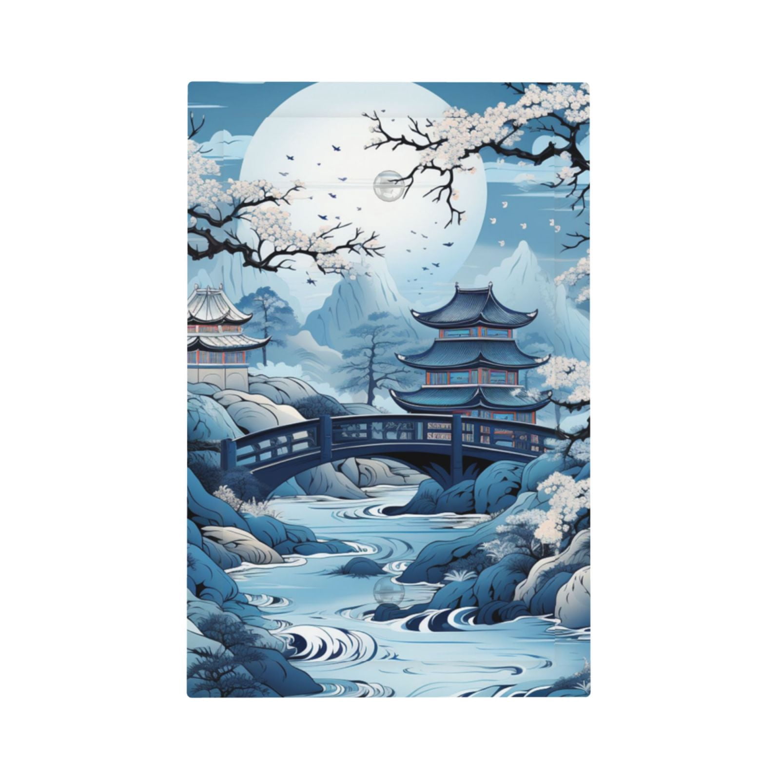 Chinese Style Powder Chinoiserie Toile Blue No Device Blank Wall Plate ...