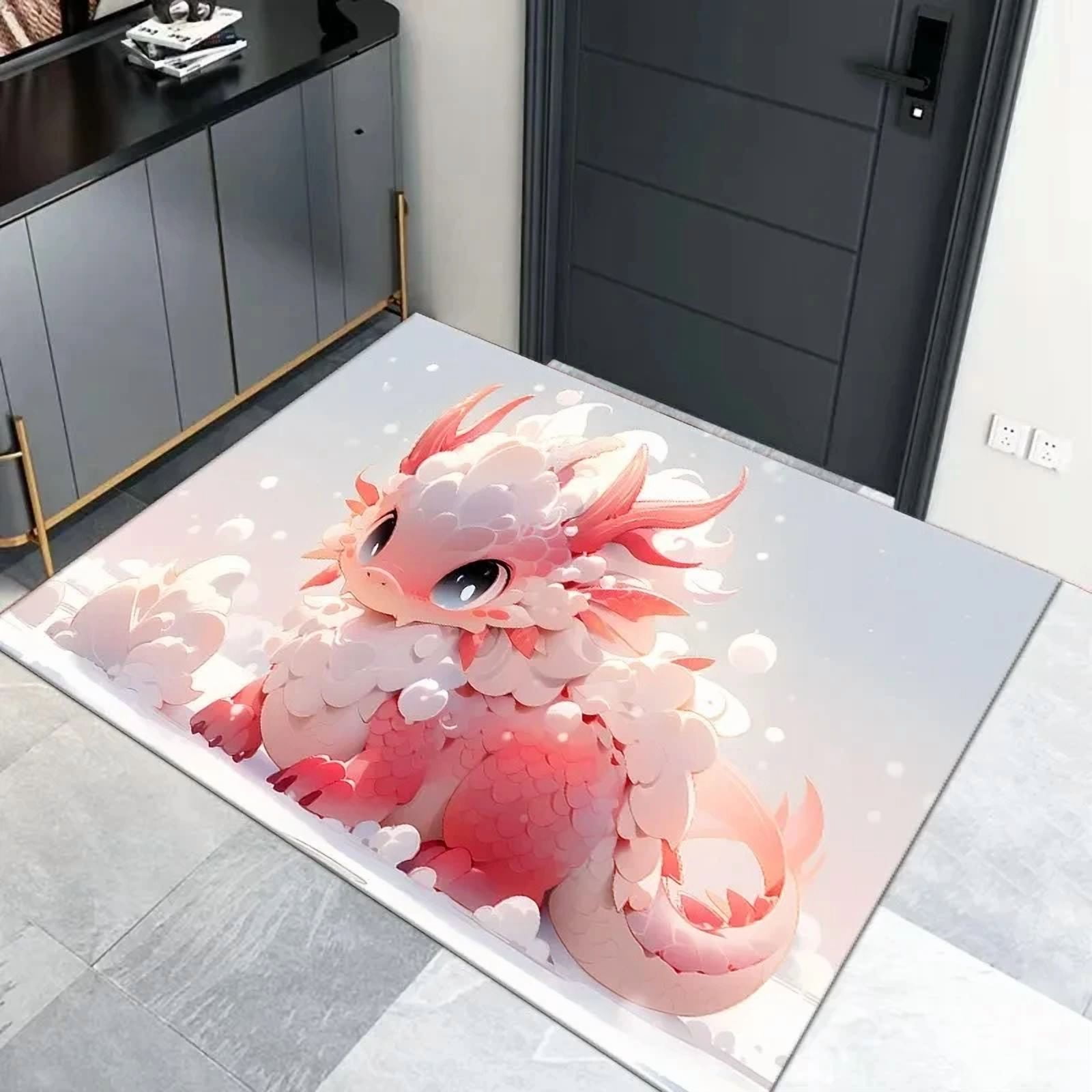 Chinese Style Red Door Mat Dragon Printed Home Outdoor Welcome Entrance ...