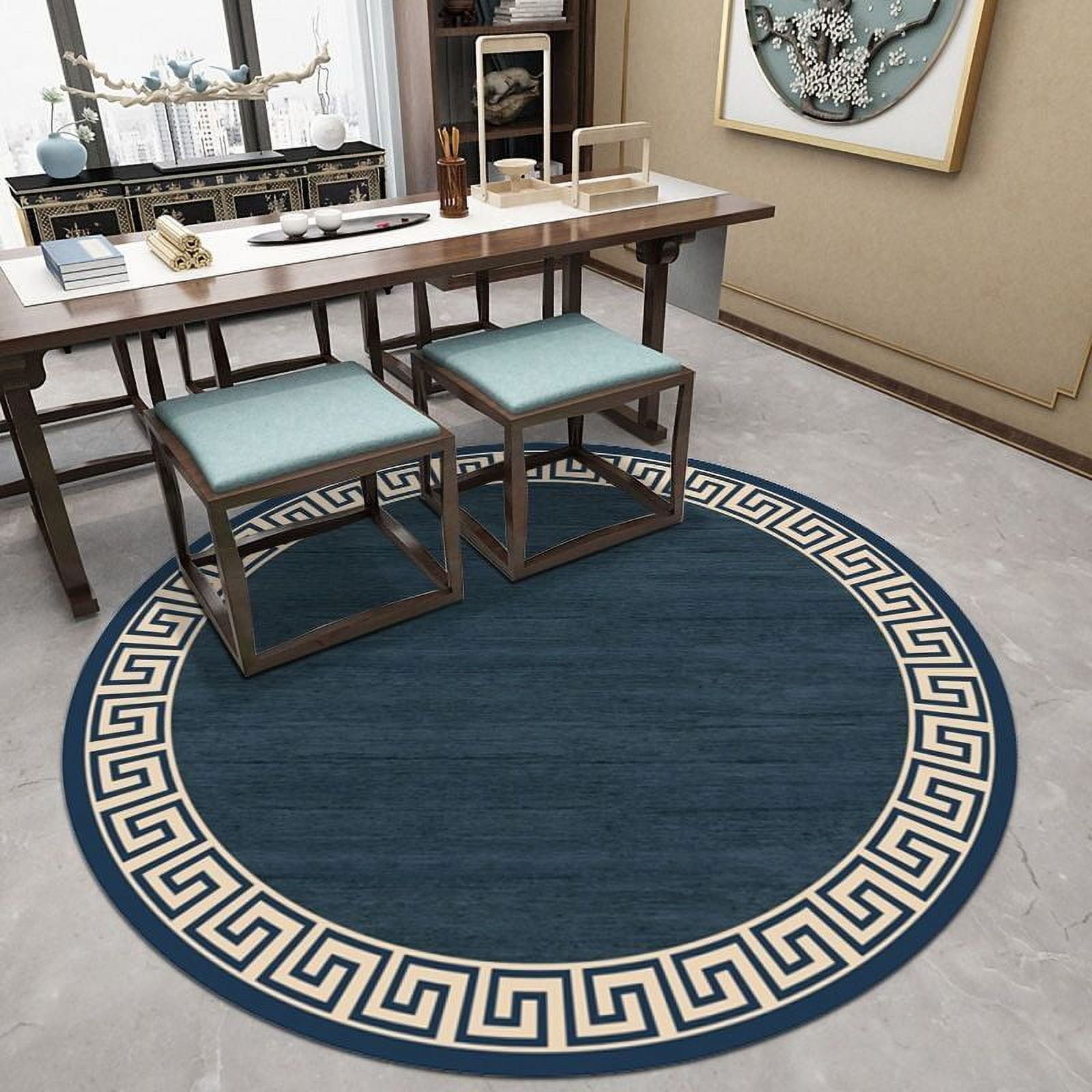 Chinese Style Round Carpet for Living Room Washable Household Bedroom r ...