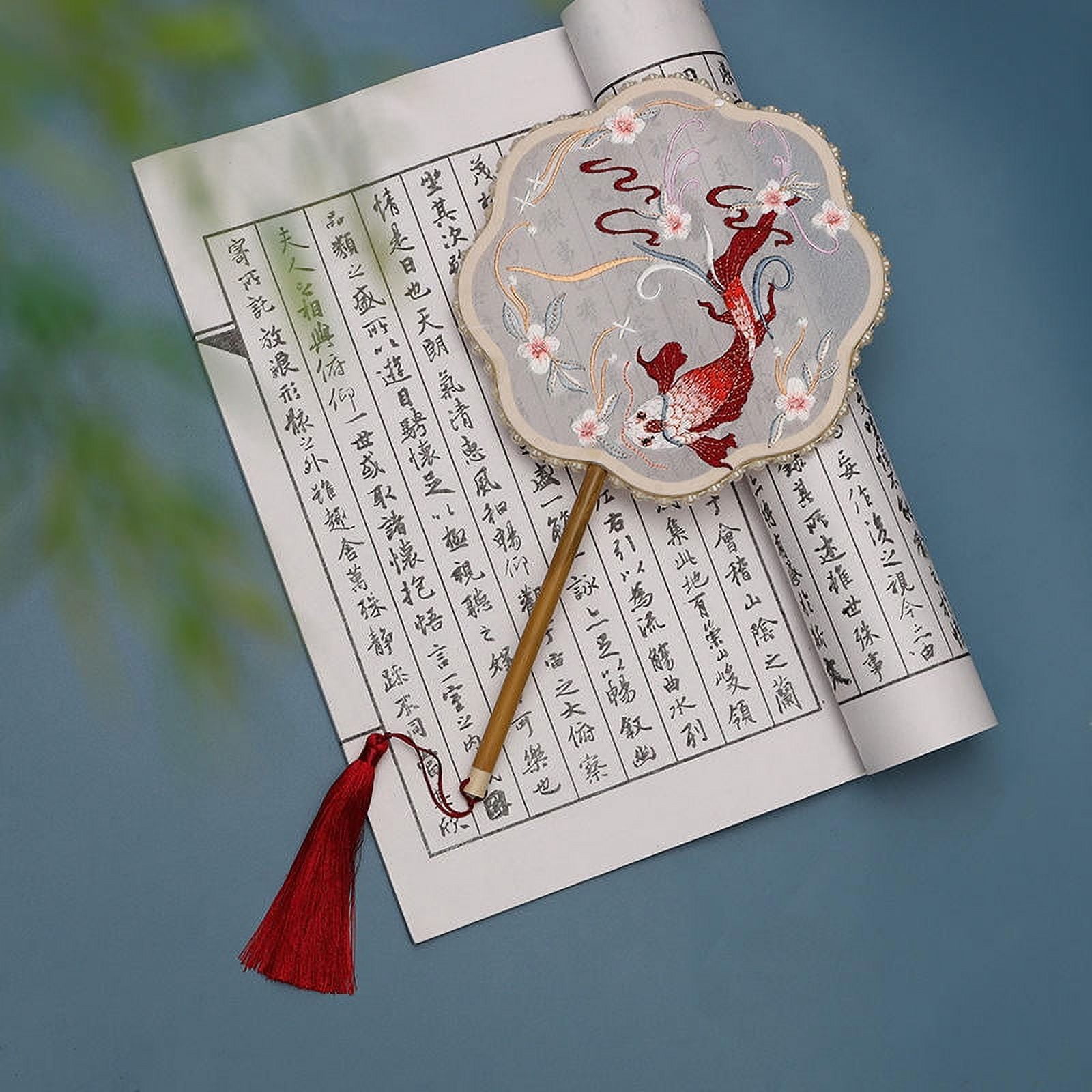 Chinese Style Round Fan for Women Classical Embroidered Silk Fan ...