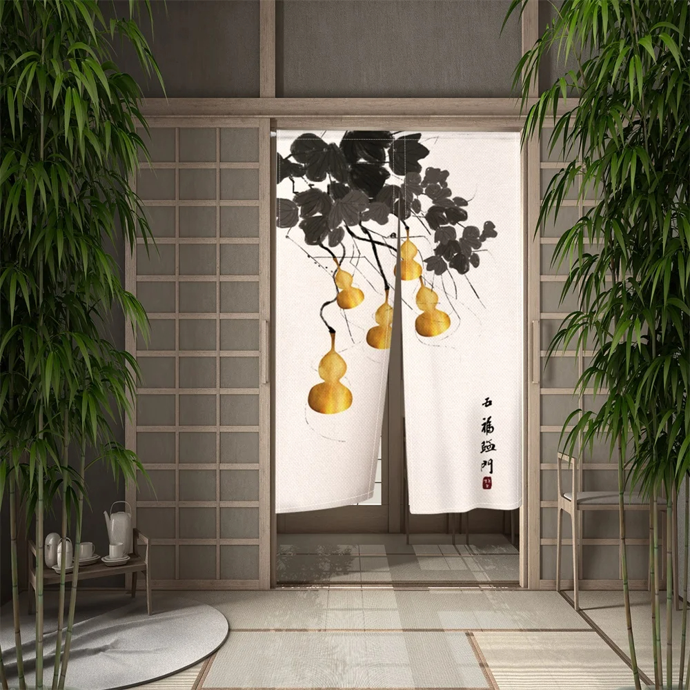 Chinese Style Scenery Door Curtain Landscape Ink Art Painting Curtain ...